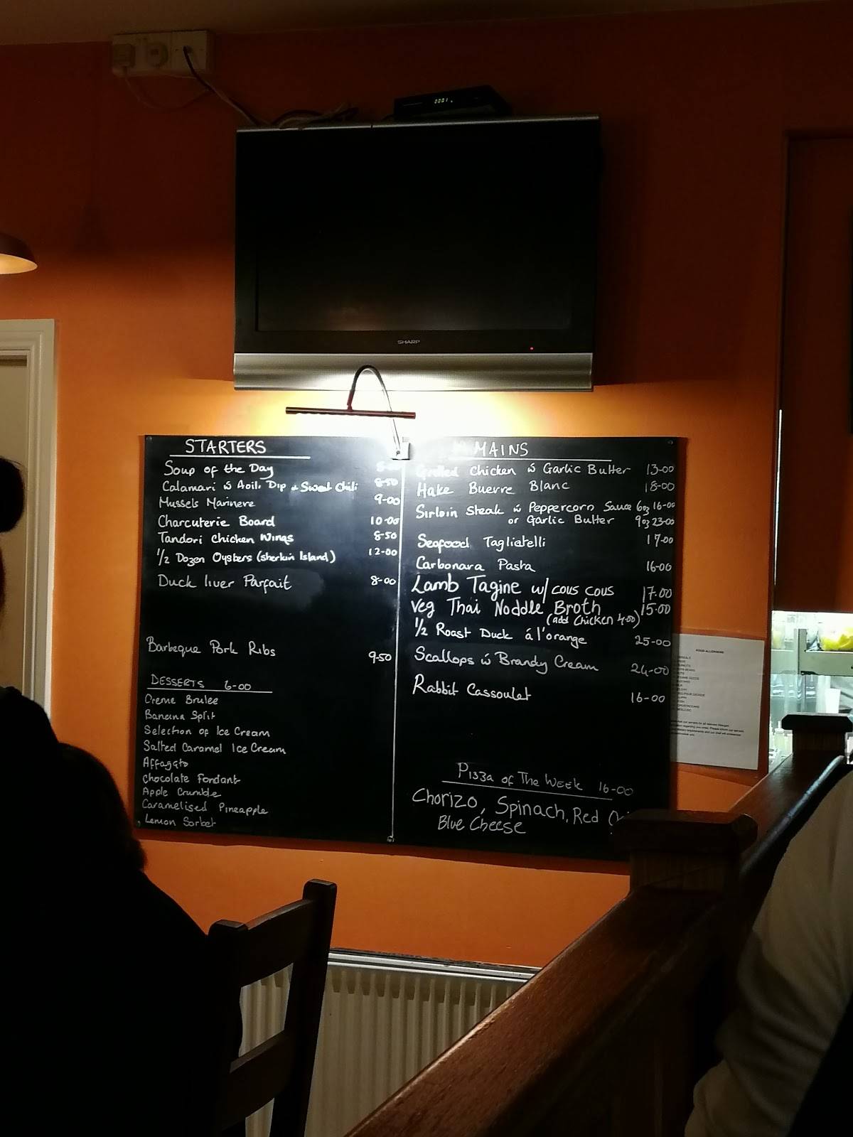 Menu at The New Haven restaurant, Schull