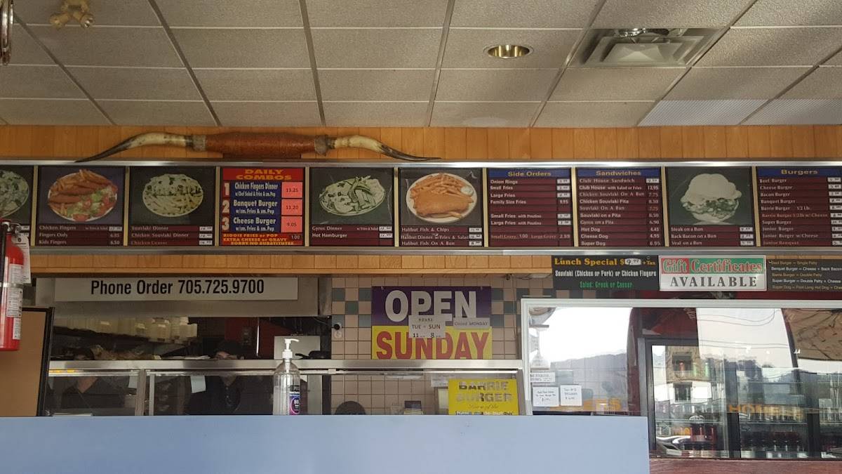 Menu at The Original Barrie Burger, Barrie, 409 Yonge St