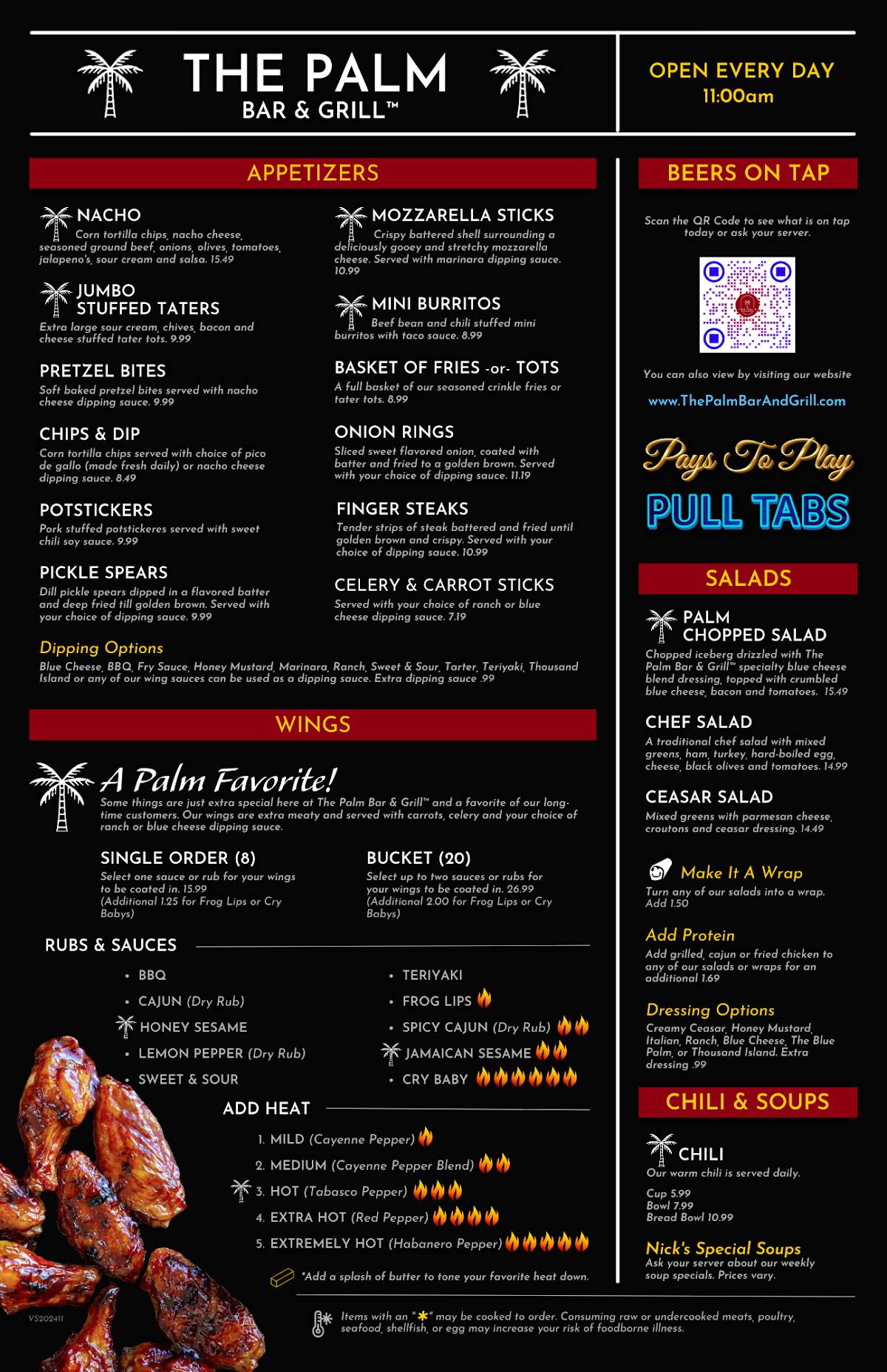 Menu at The Palm Bar & Grill, Benton City
