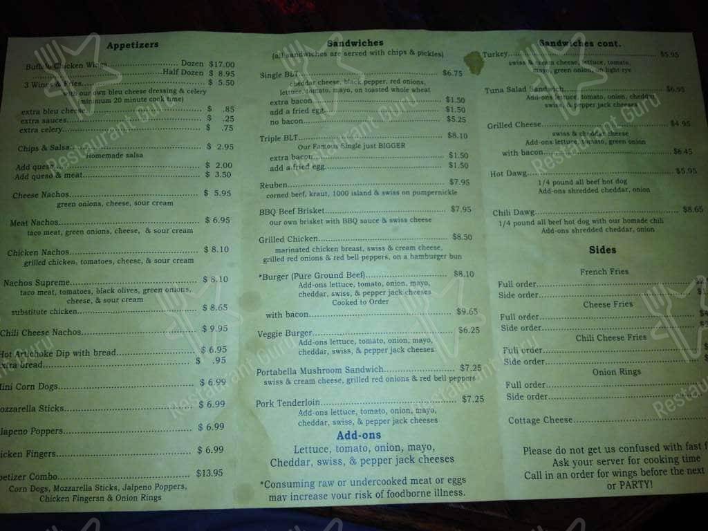 Menu at The Peanut pub & bar, Overland Park, Metcalf Ave