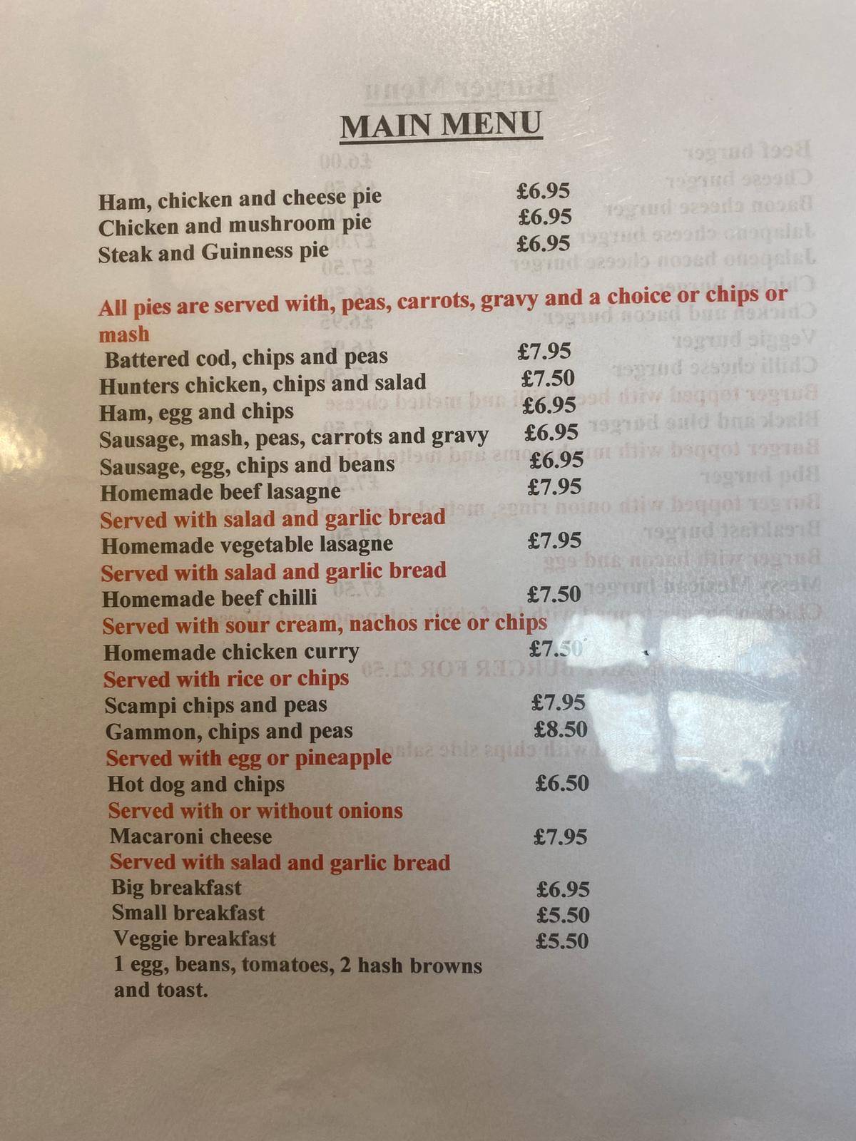 Menu at The Pepper Pot Banbury pub & bar, Banbury