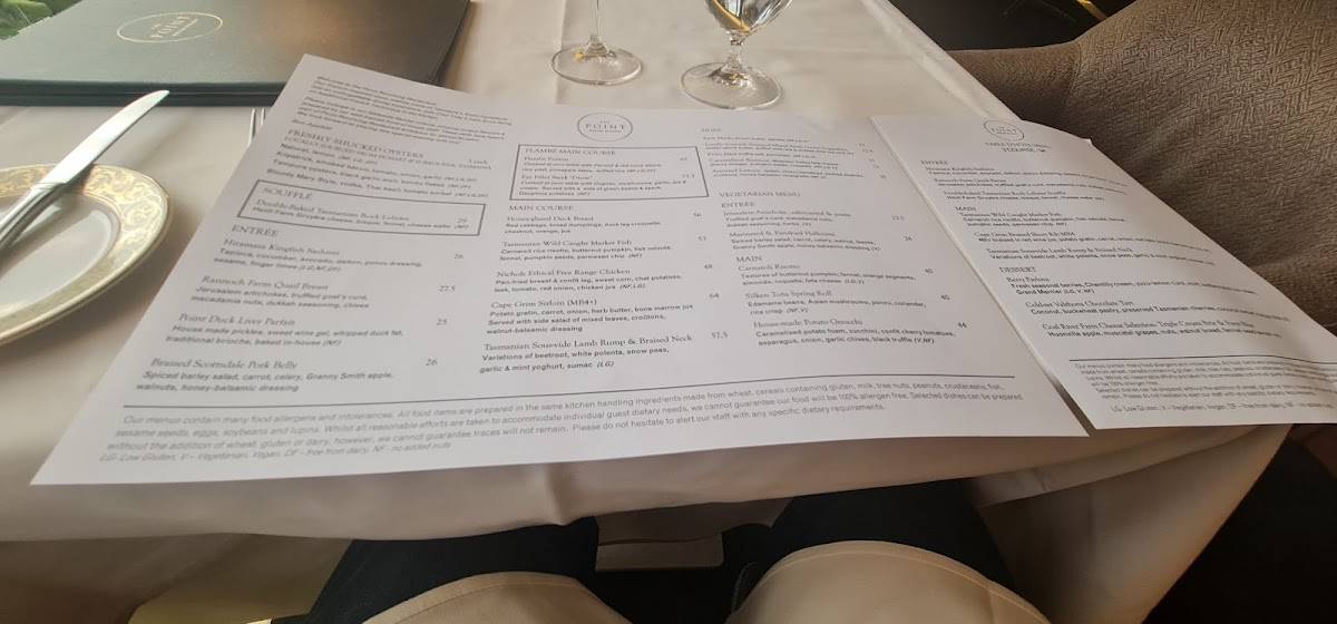 Menu at The Point Revolving Restaurant, Sandy Bay, 410 Sandy Bay Rd
