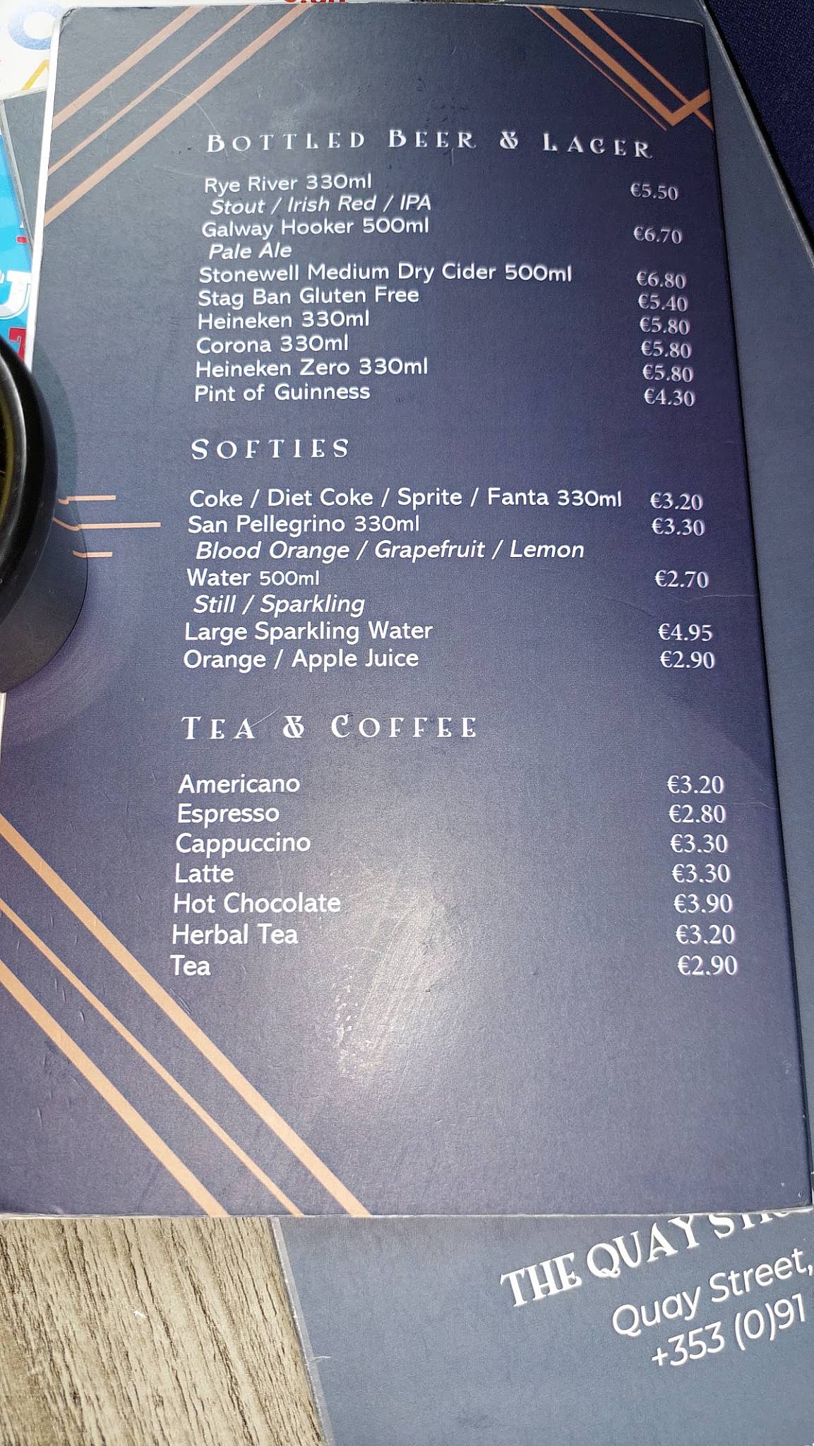 Menu at The Quay Street Kitchen restaurant, Galway