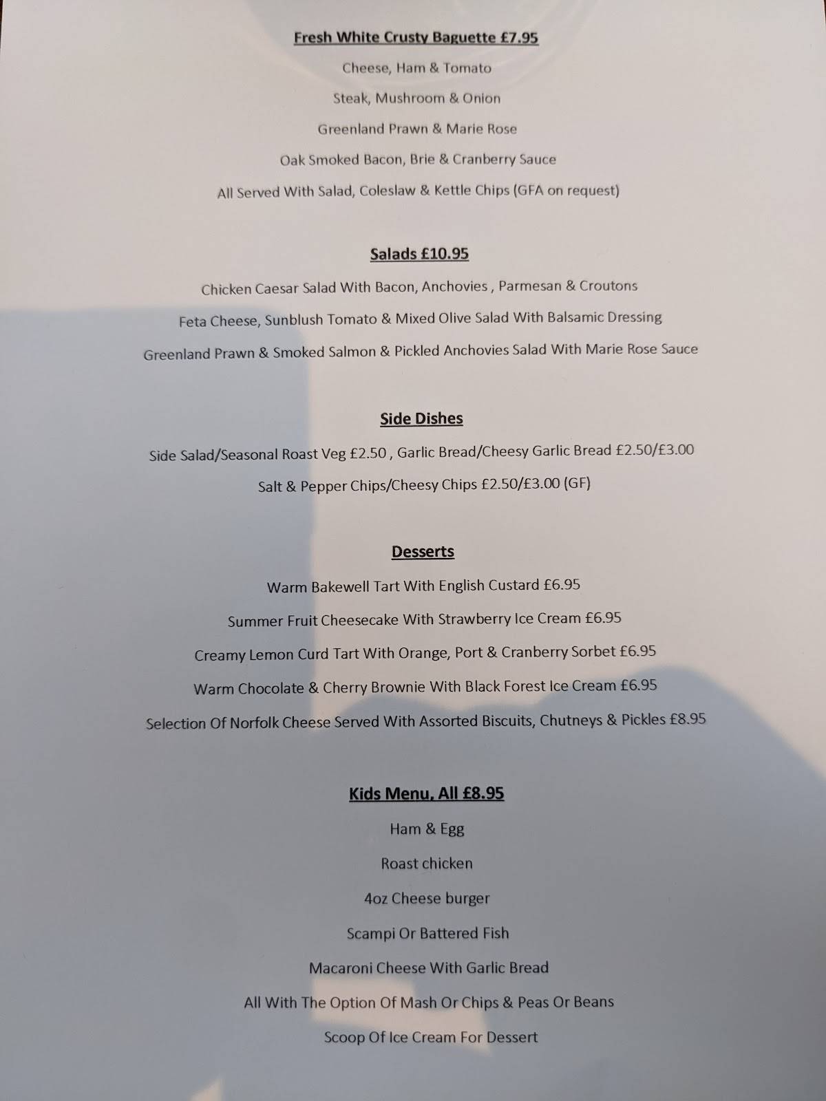 Menu at The Railway Arms pub & bar, Dereham