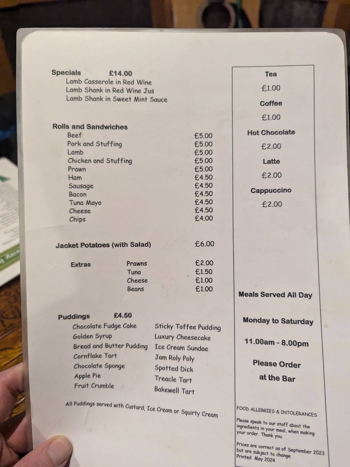 Menu at The Railway Inn pub & bar, Mansfield, 9 Station St