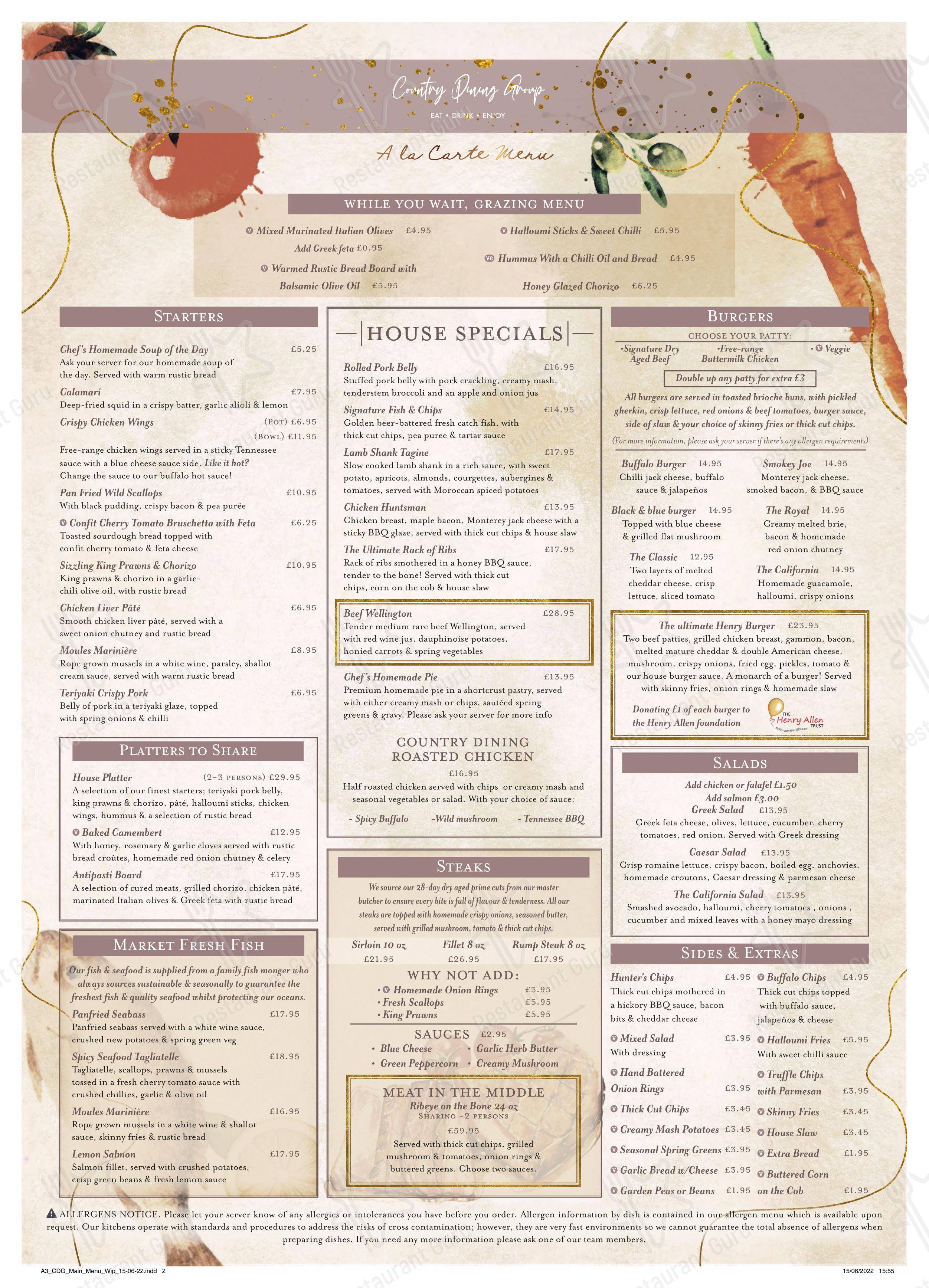 Menu at The Red House pub & bar, Newport Pagnell, 1 Wolverton Rd