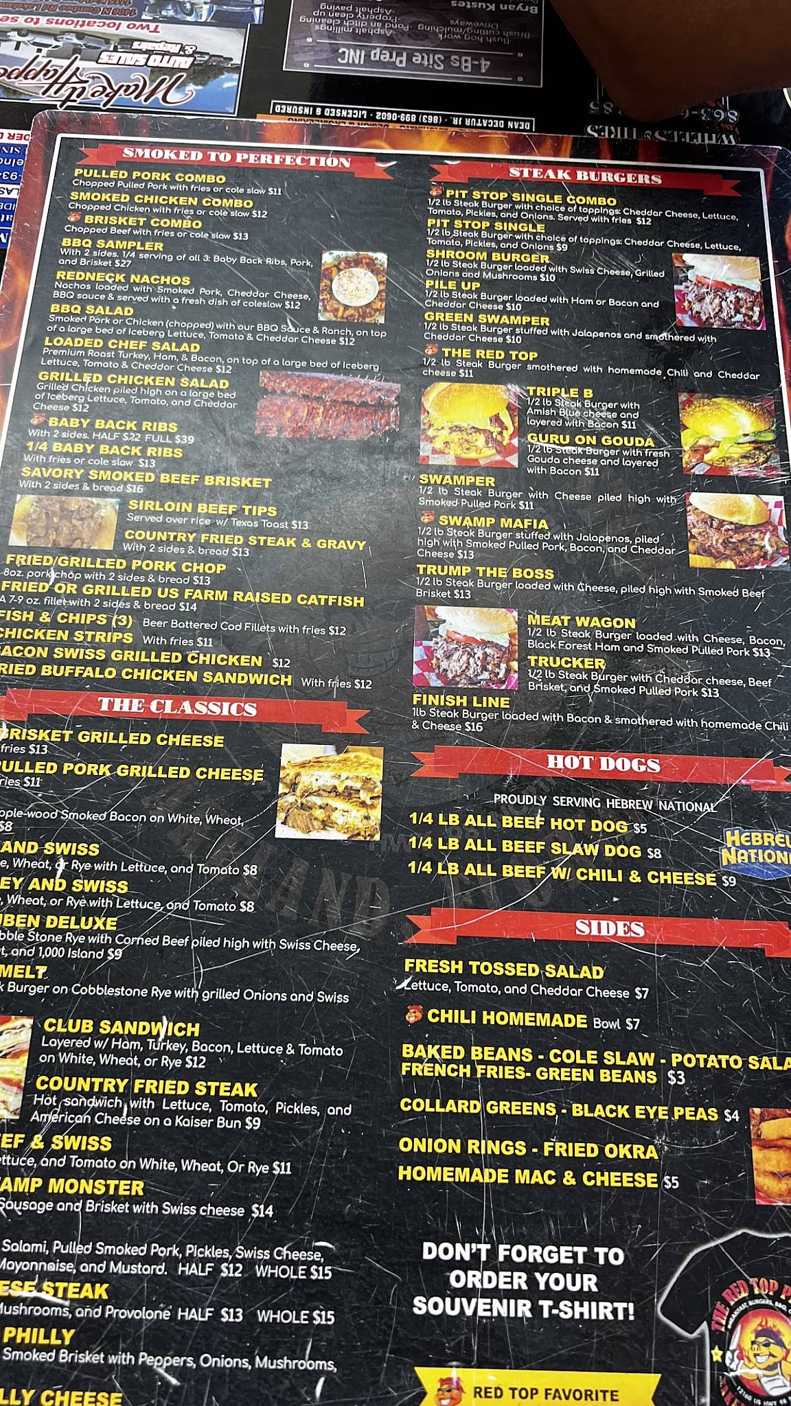Menu at The Red Top Pit Stop BBQ, Lakeland, US Hwy 98 N