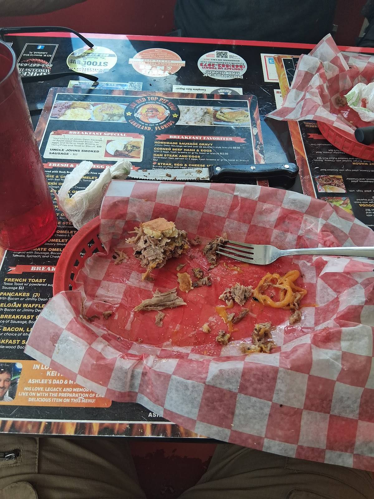 Menu at The Red Top Pit Stop BBQ, Lakeland, US Hwy 98 N