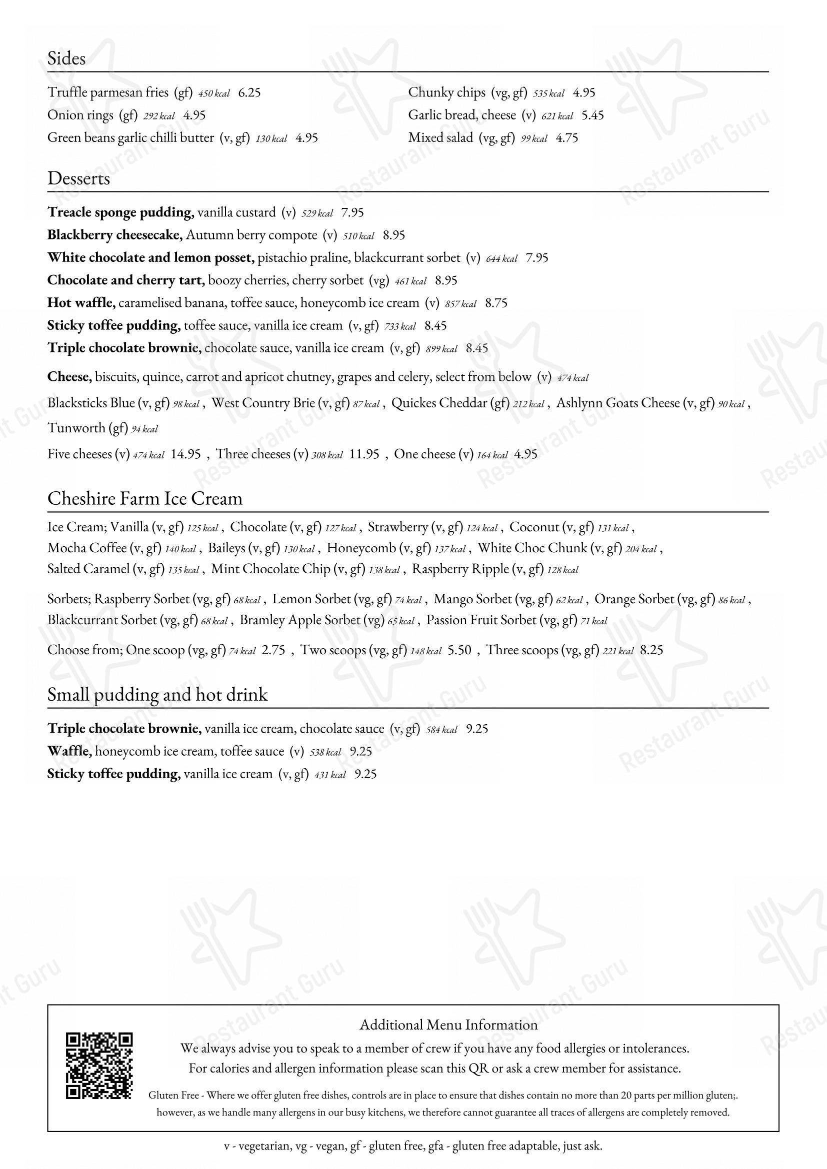 Menu at The Refectory pub & bar, Godalming