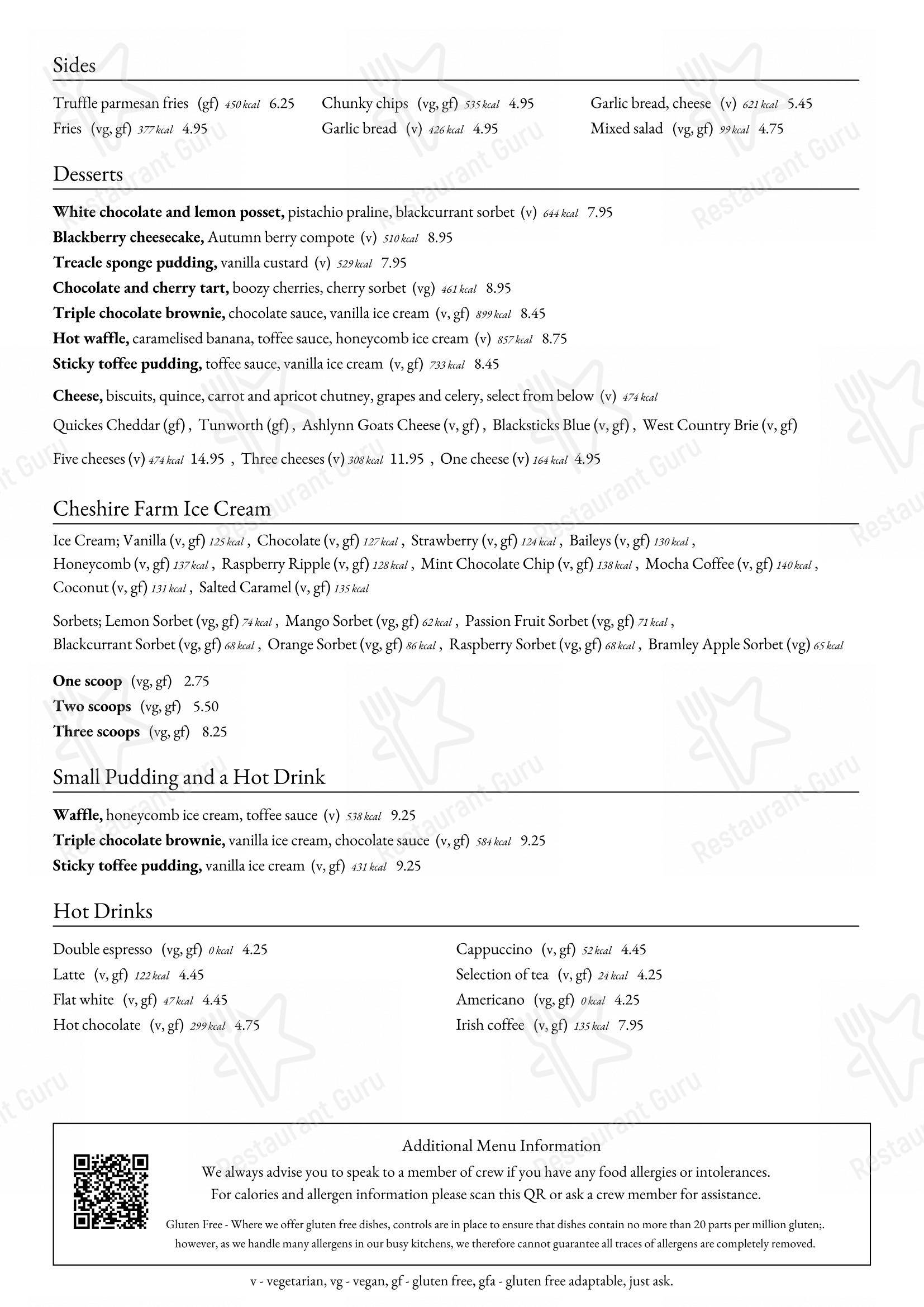 Menu at The Refectory pub & bar, Godalming