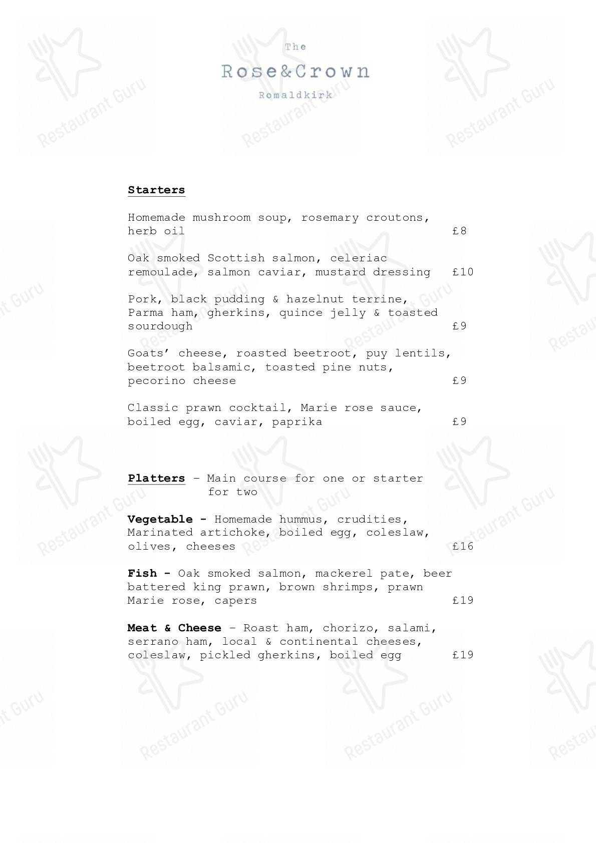 Menu at The Rose & Crown Hoylandswaine pub & bar, Sheffield