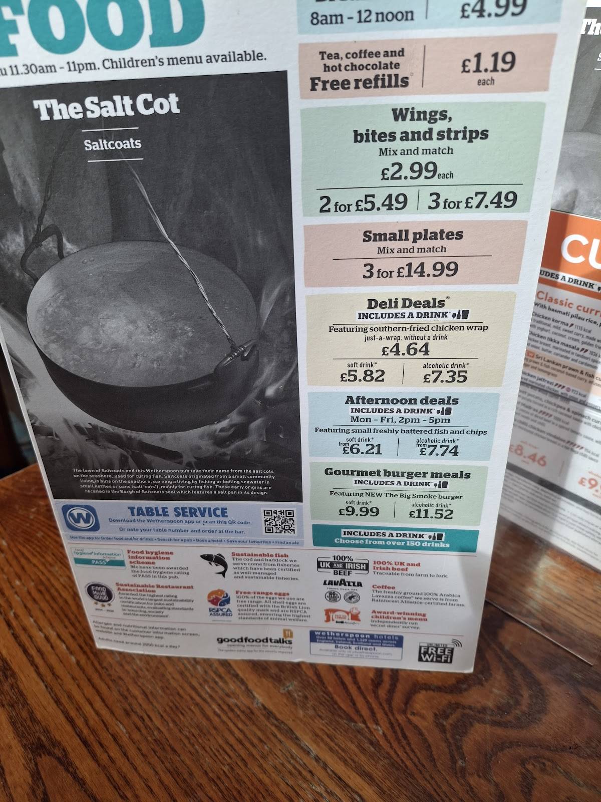 Menu at The Salt Cot - JD Wetherspoon pub & bar, Saltcoats