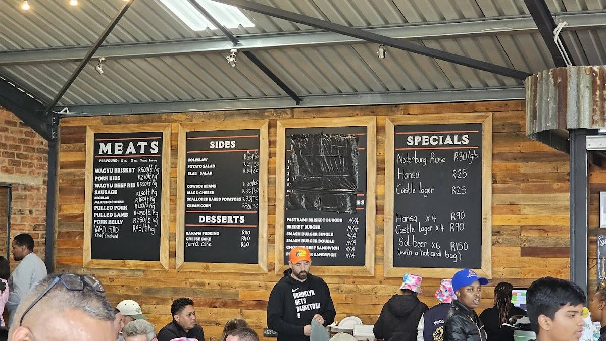Menu at The Salt Slab BBQ, South Africa