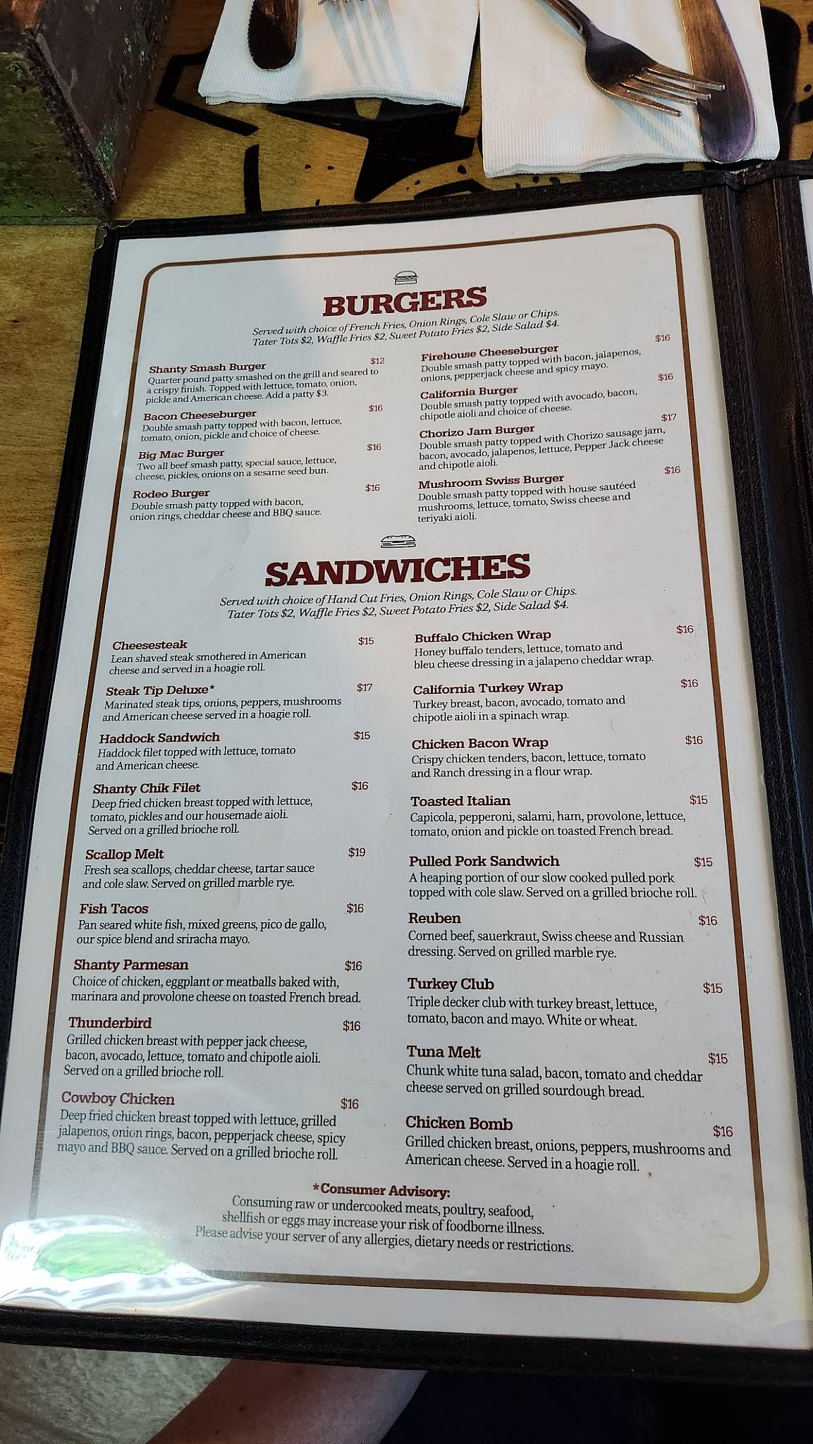 Menu at The Shanty Dover/Rollinsford pizzeria, Rollinsford
