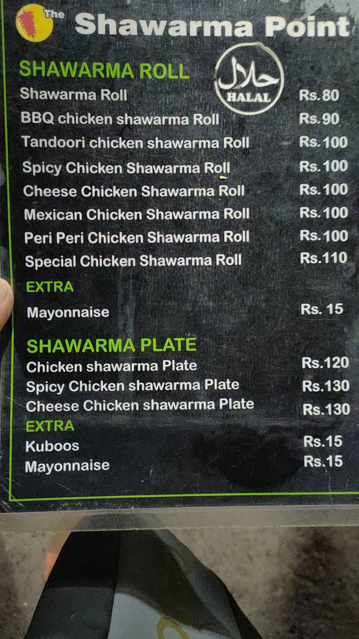 Menu at The Shawarma Point, Chennai