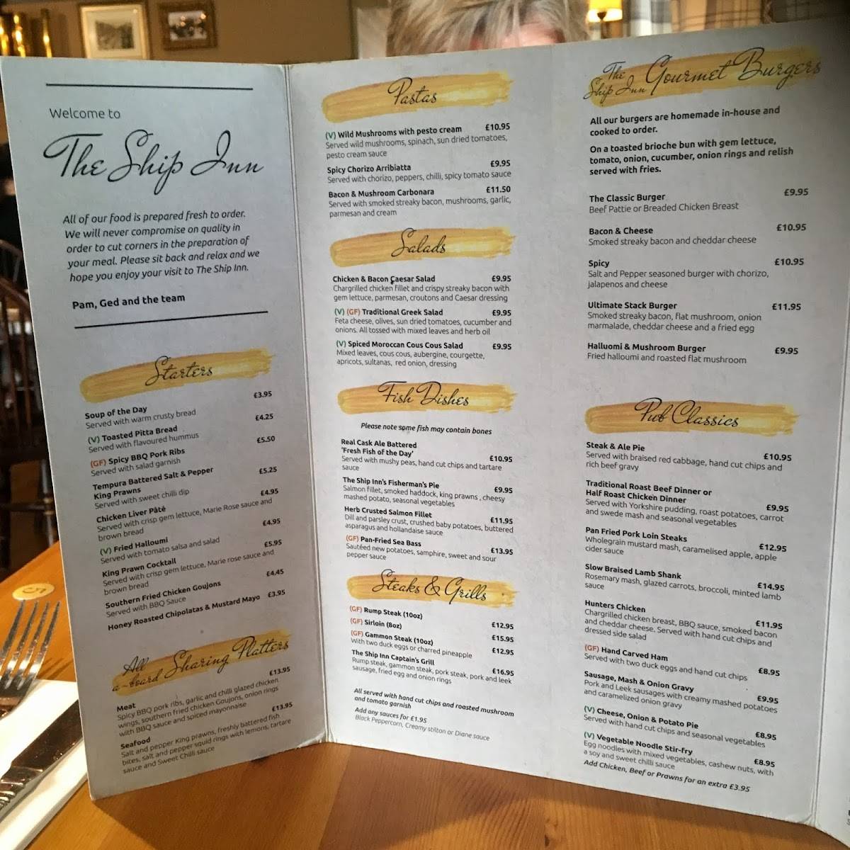 Menu at The Ship Inn pub & bar, Scarisbrick