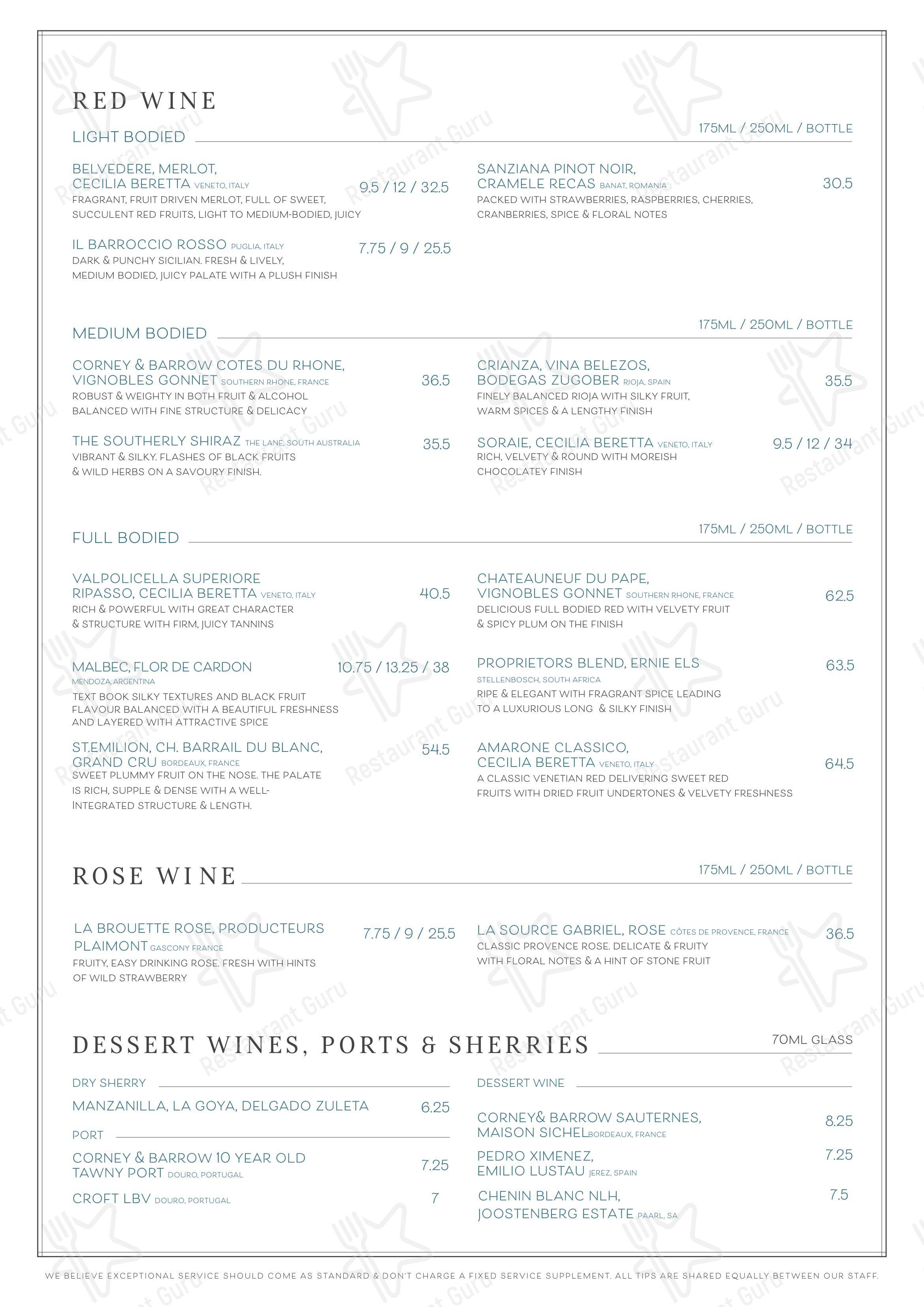 Menu at The Silver Darling restaurant, Aberdeen
