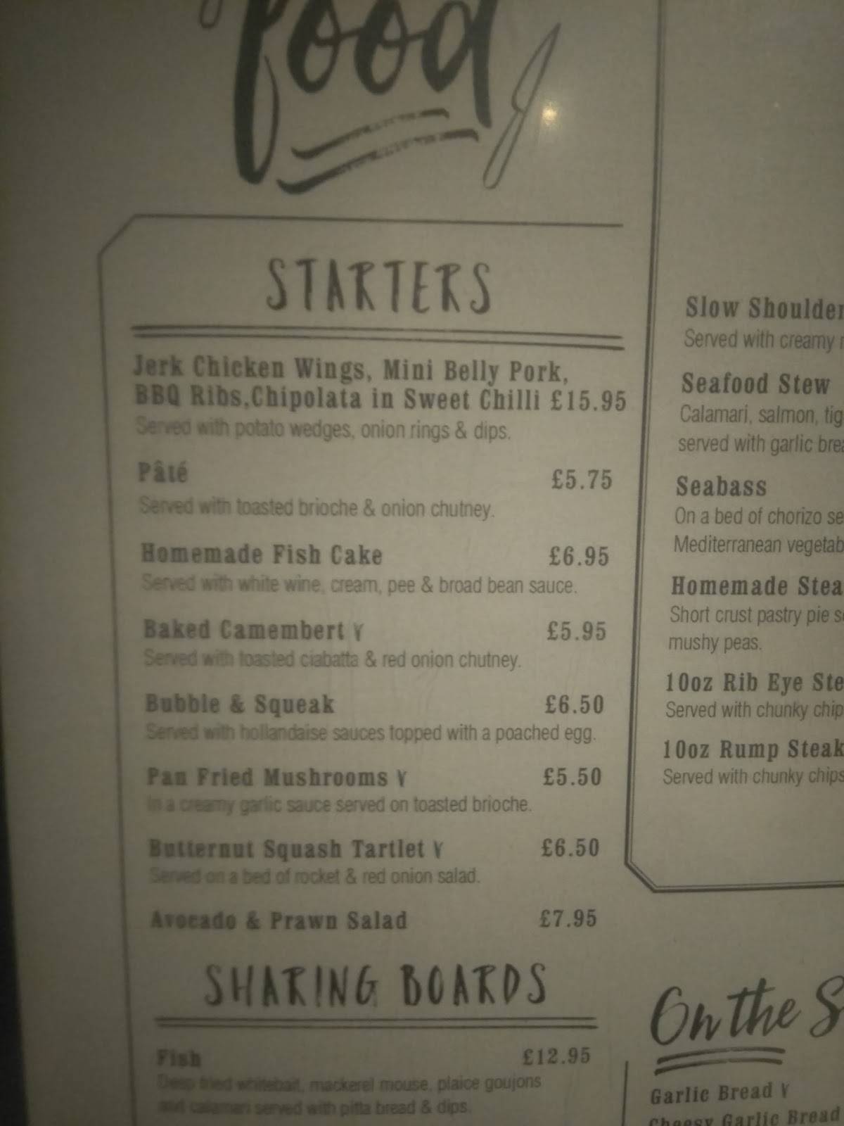 Menu at The Six Bells pub & bar, Oxford
