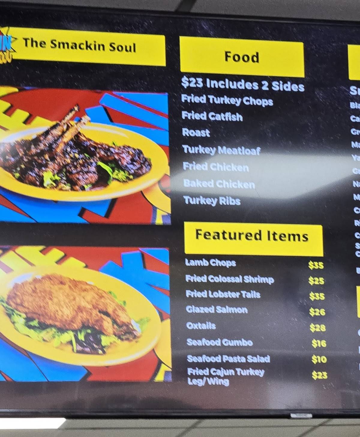 Menu at The Smackin Soul restaurant, Lathrup Village