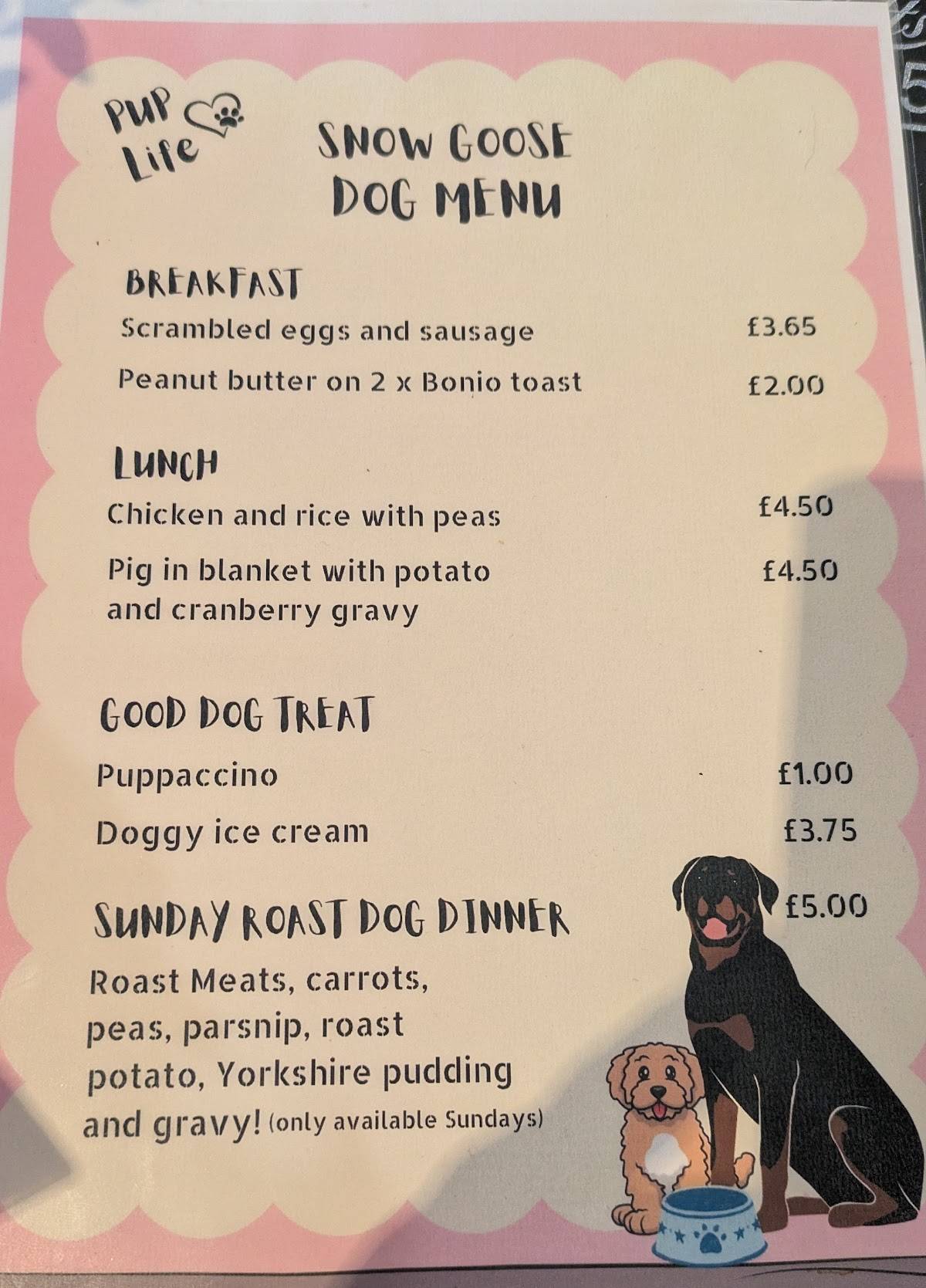 Menu at The Snow Goose pub & bar, Farnborough