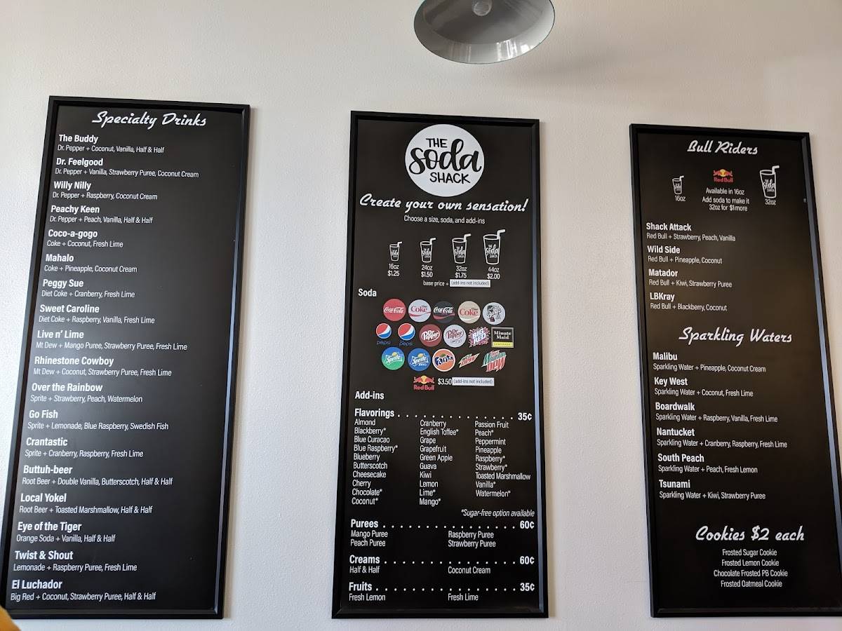 Menu at The Soda Shack restaurant, Lubbock, 82nd St