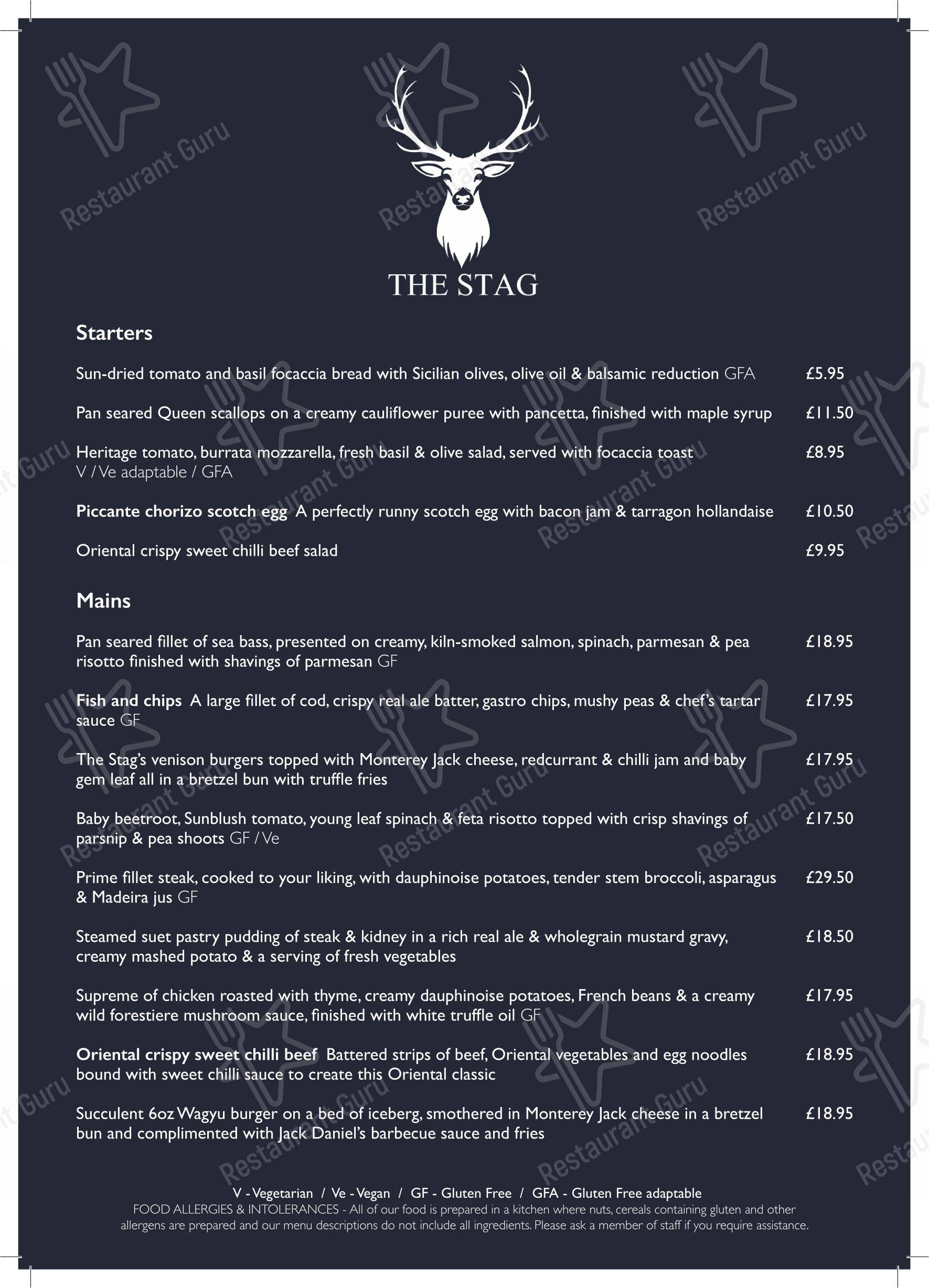 Menu at The Stag pub & bar, Norwich