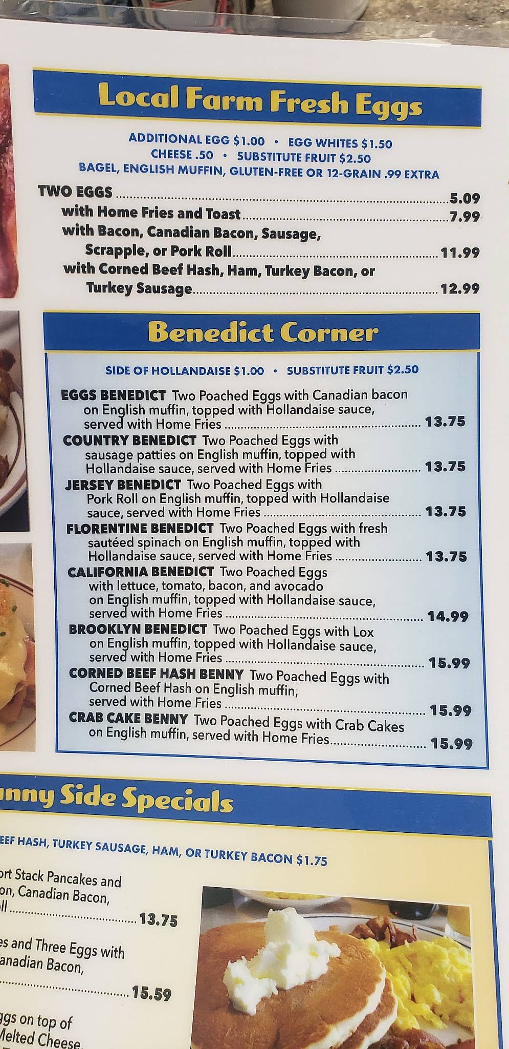 Menu at The Sunny Side Up Cafe, Brick