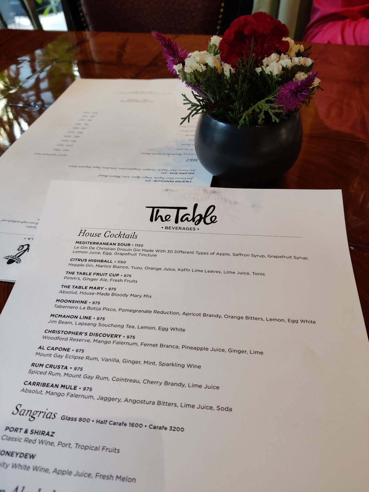 Menu at The Table, Mumbai