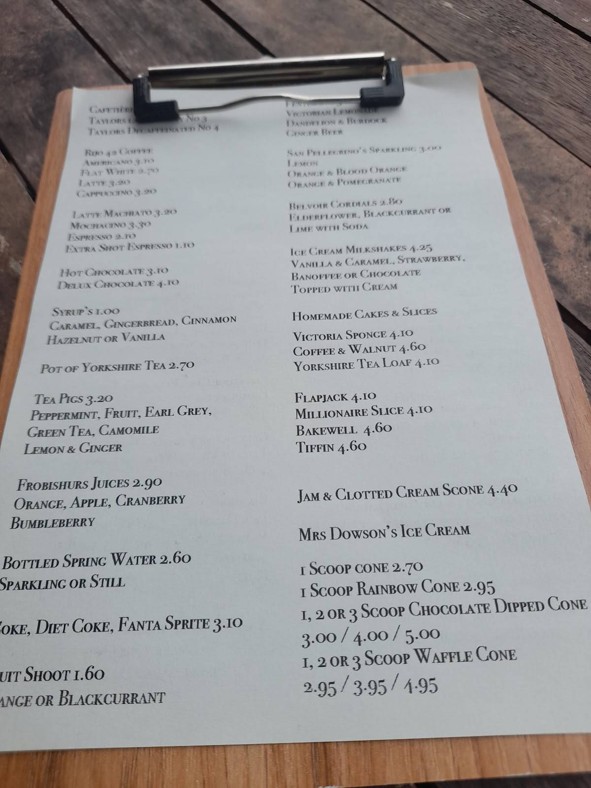 Menu at The Tearoom at Scarisbrick Marina cafe, Scarisbrick