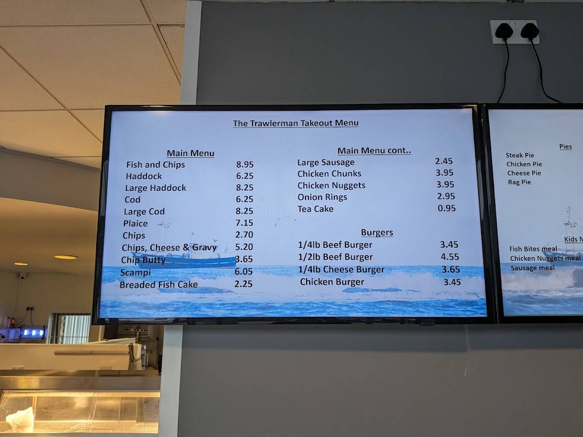 Menu at The Trawlerman fast food, Bradley