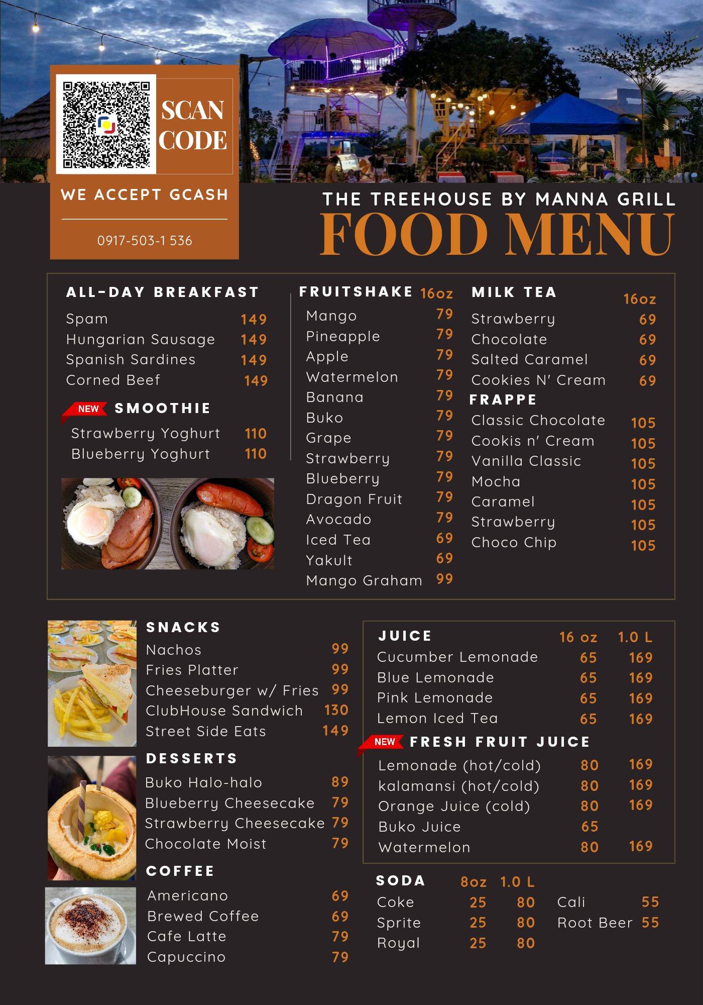 Menu at The TreeHouse by Manna Grill restaurant, Medellin