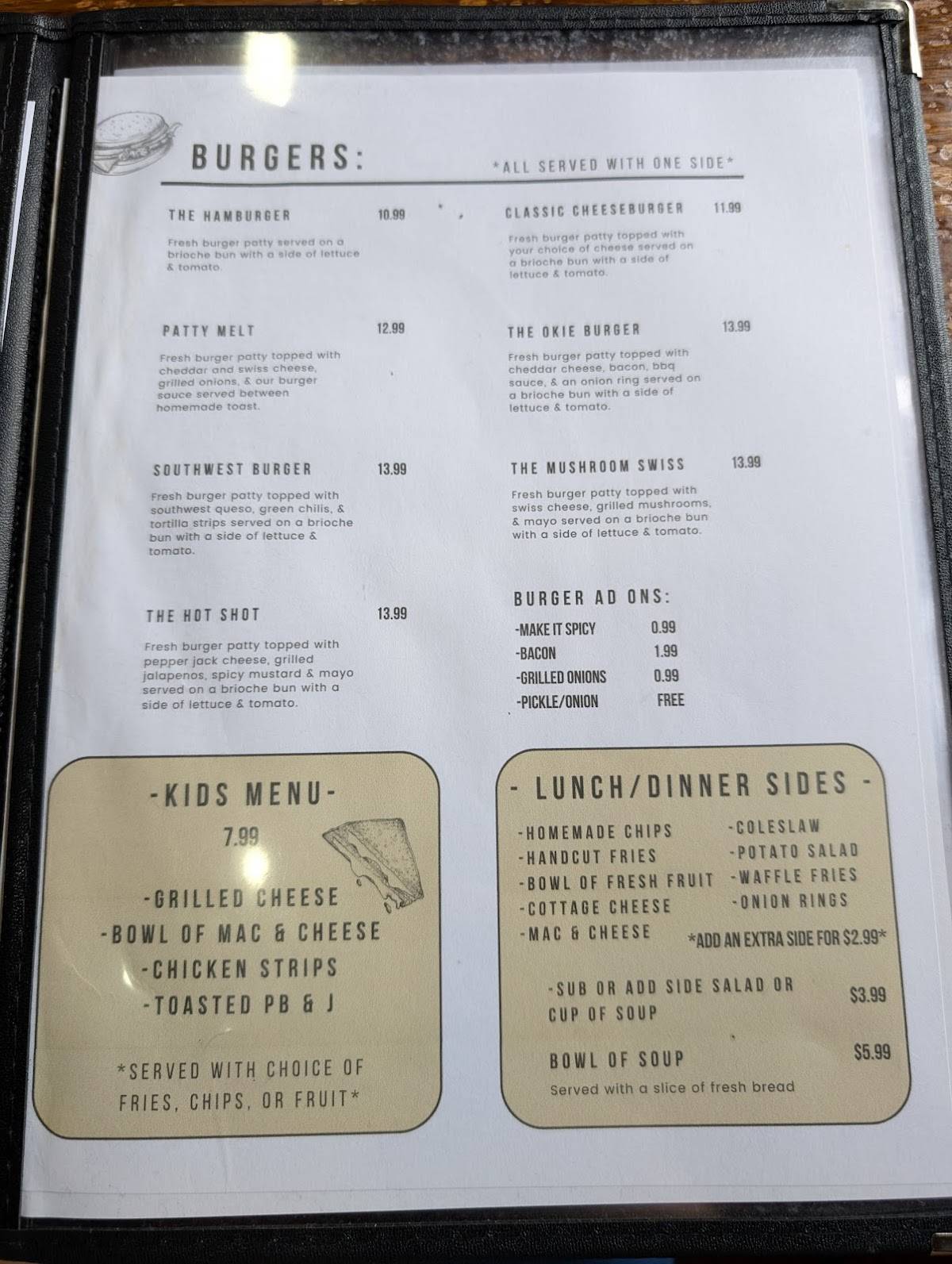 Menu at The Vanilla Bean cafe, Alva, 319 US-64