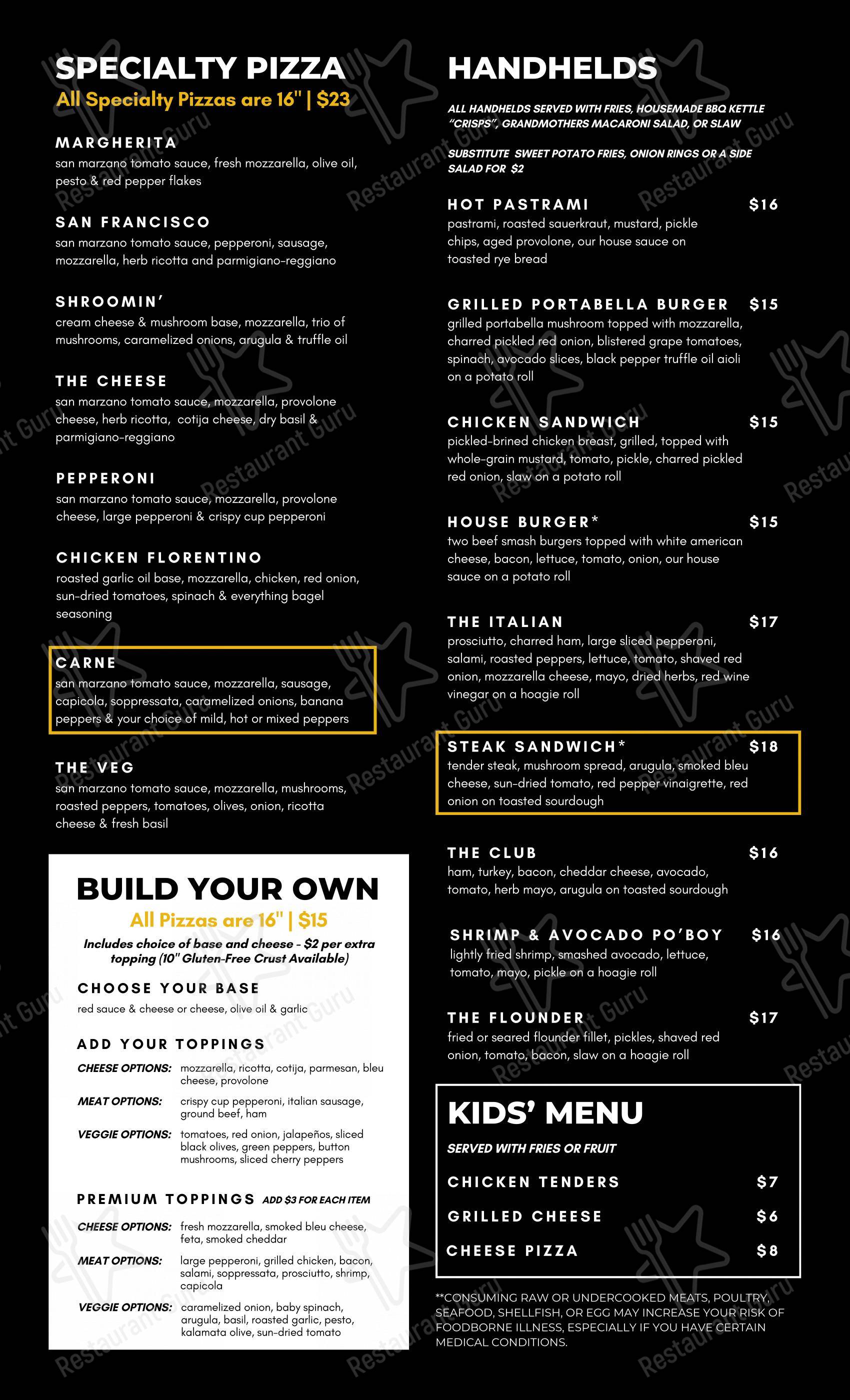 Menu at The Venue at International Club, Murrells Inlet