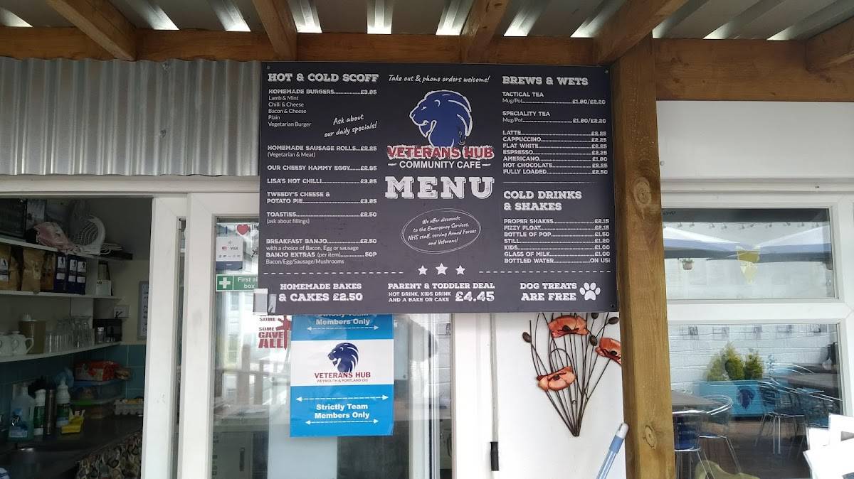 Menu at The Veterans Hub Community Cafe, Weymouth