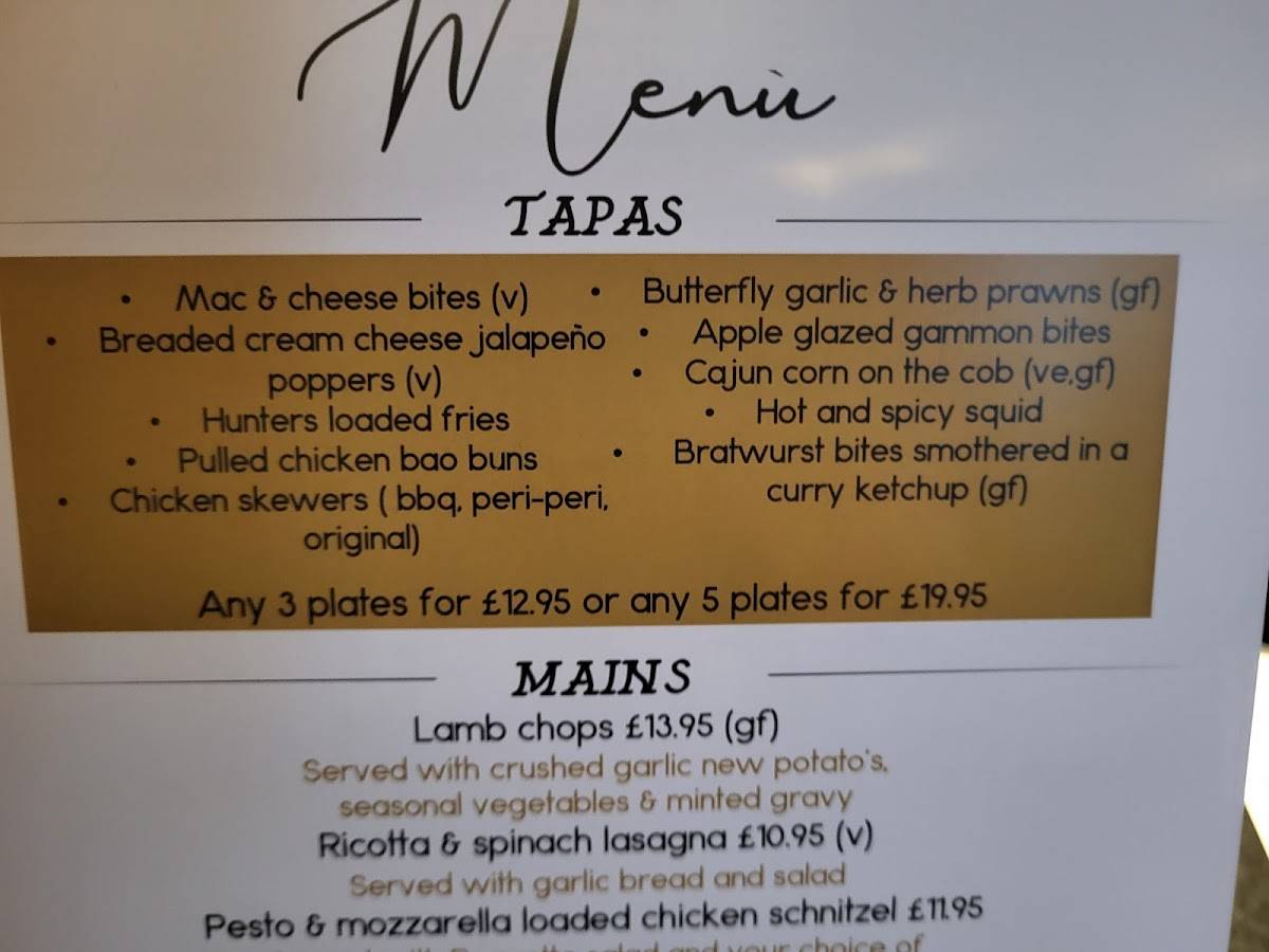 Menu at The Warwick Arms pub & bar, Clacton-on-Sea