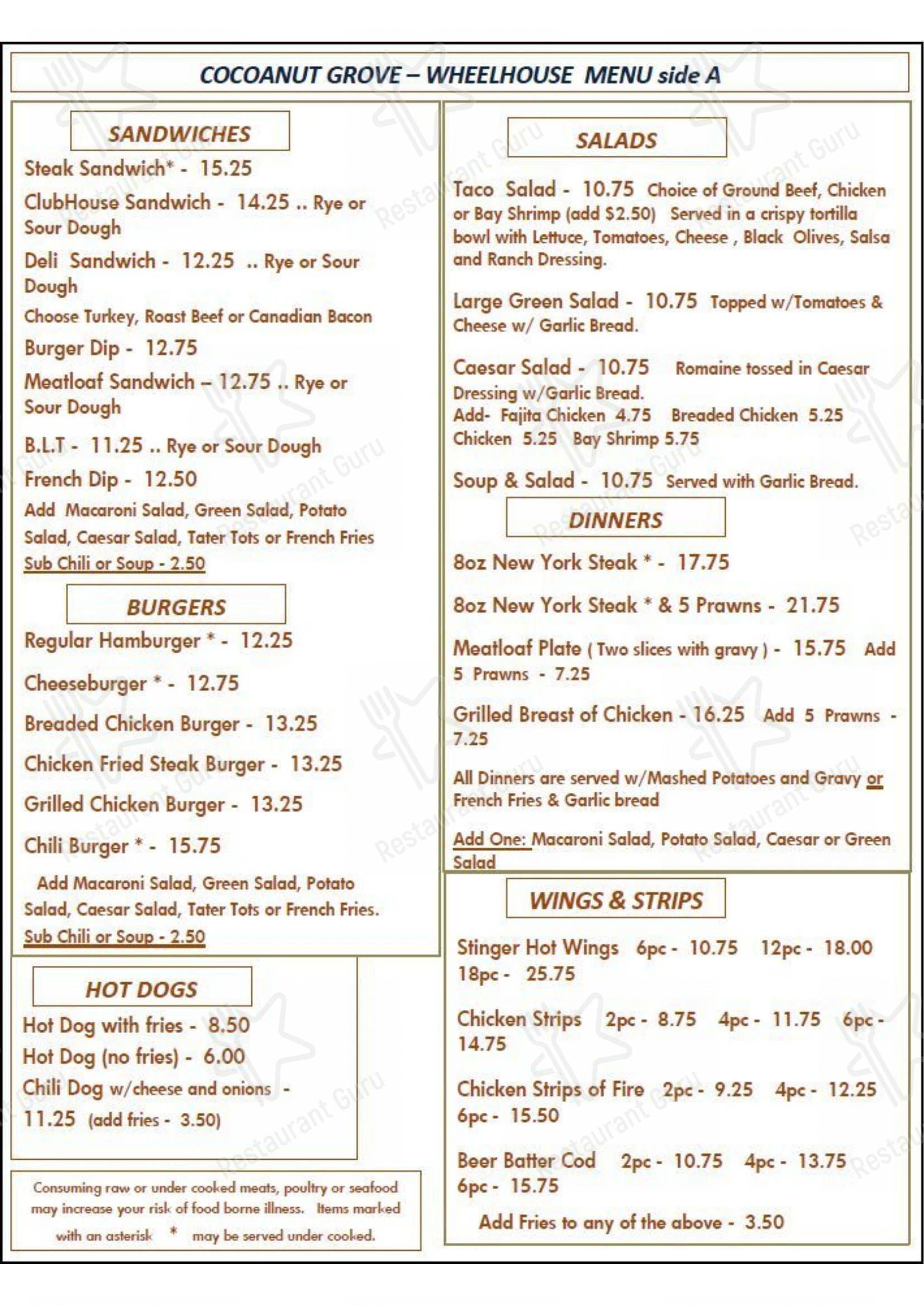 Menu at The Wheelhouse Sports Bar and Grill, Blaine