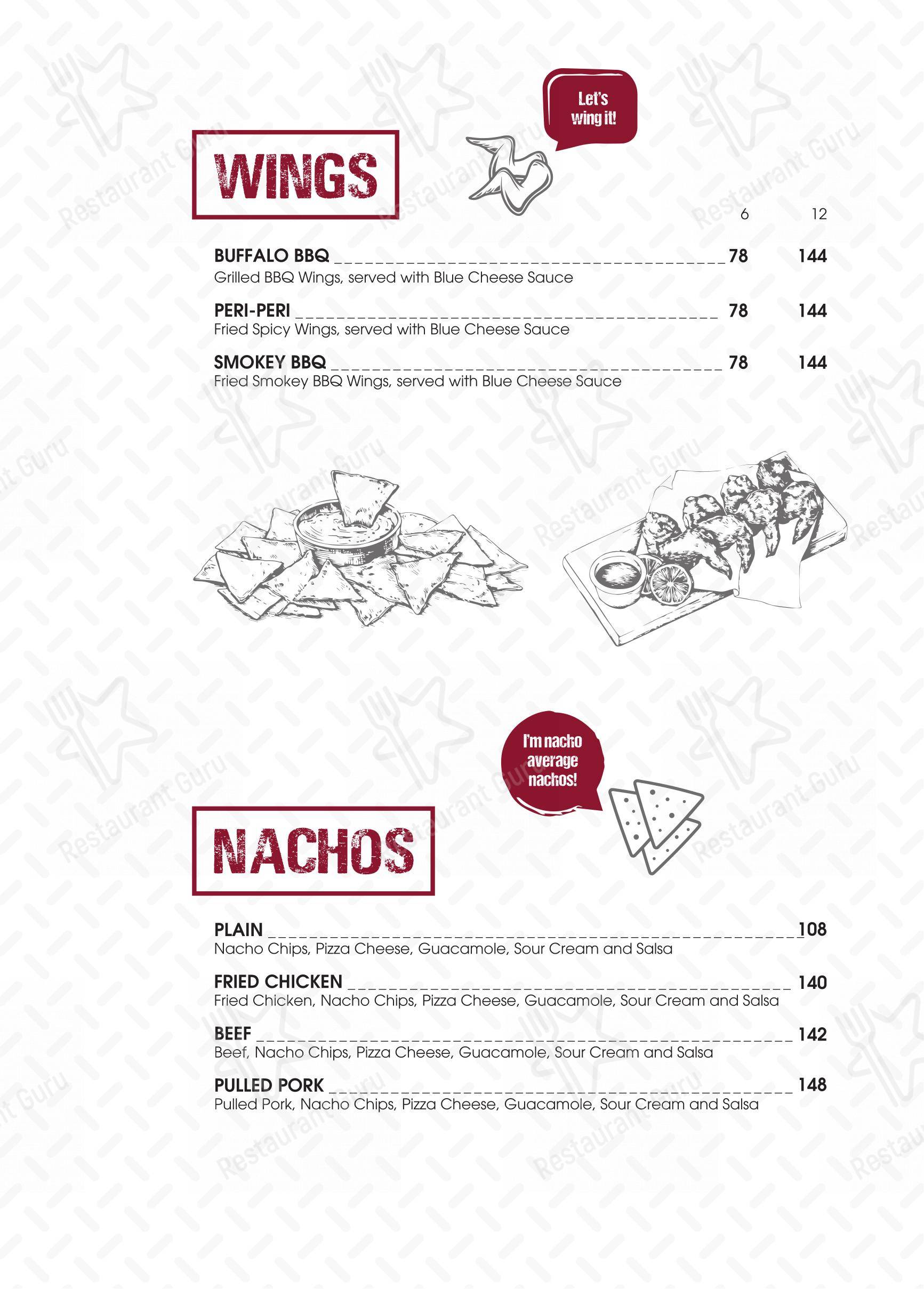 Menu at The Wolf House restaurant, Cape Town