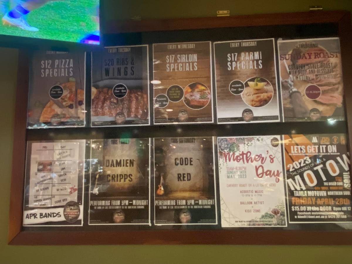 Menu at The Woodvale Tavern pub & bar, Woodvale