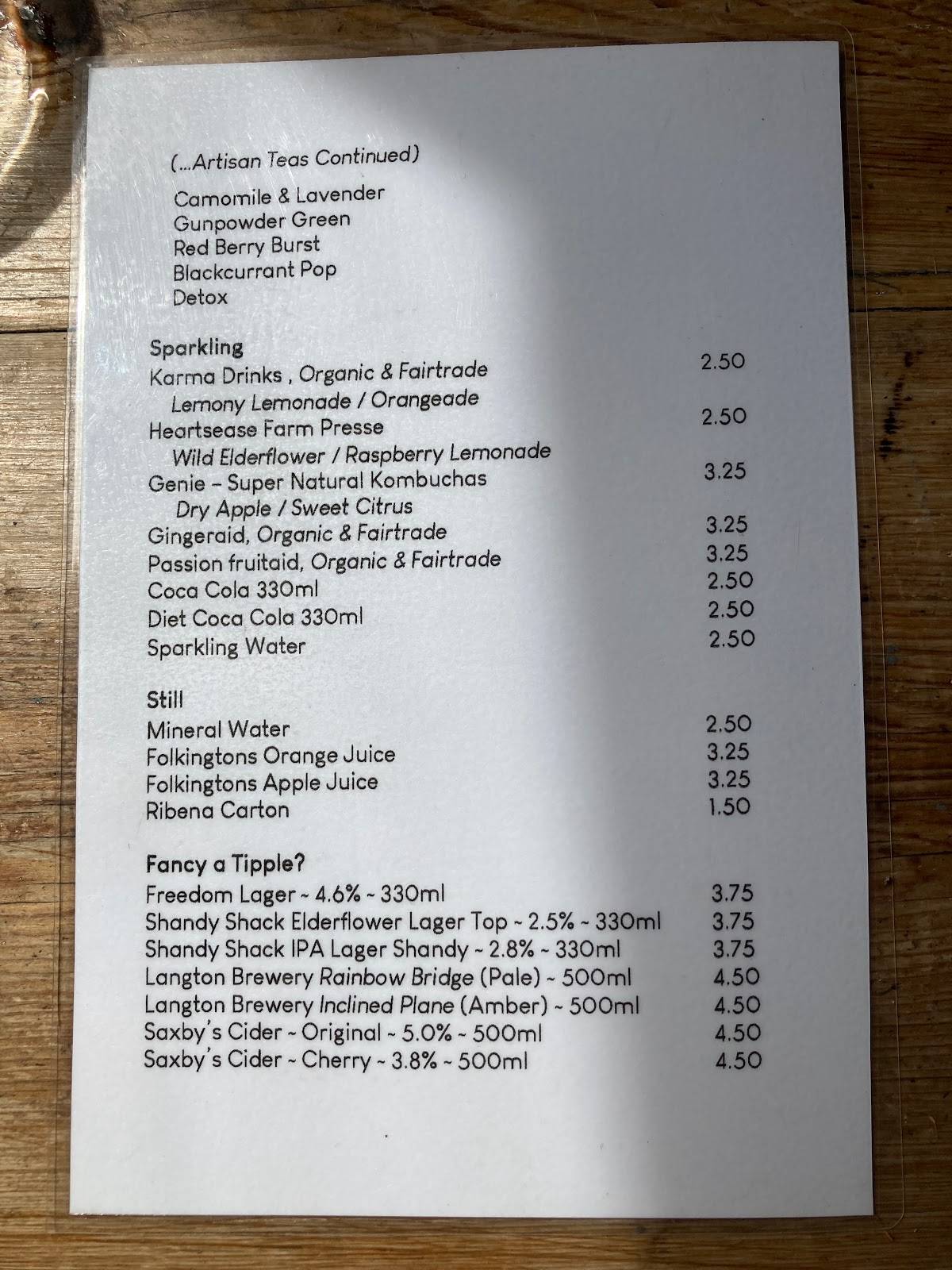 Menu at The Yard Cafe Cotesbach, Lutterworth, Main St