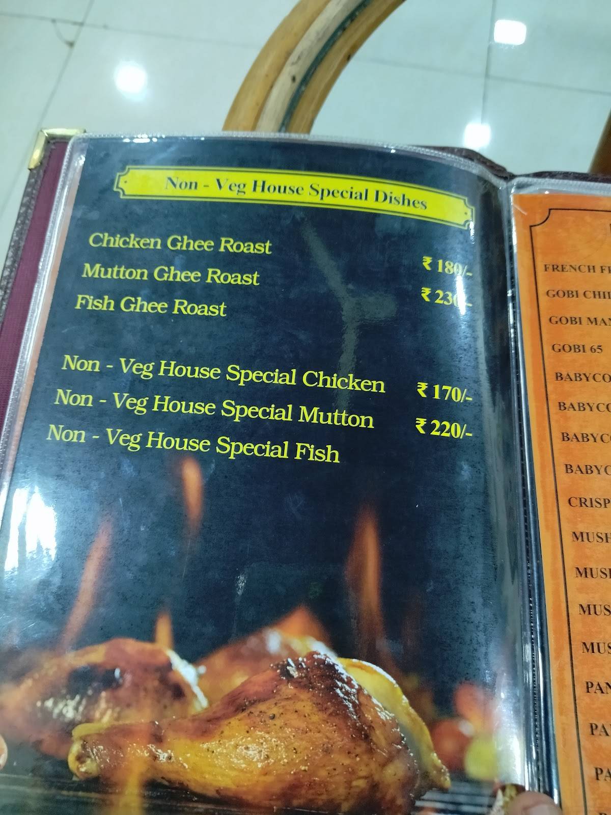 Menu at The non veg house, Mysuru
