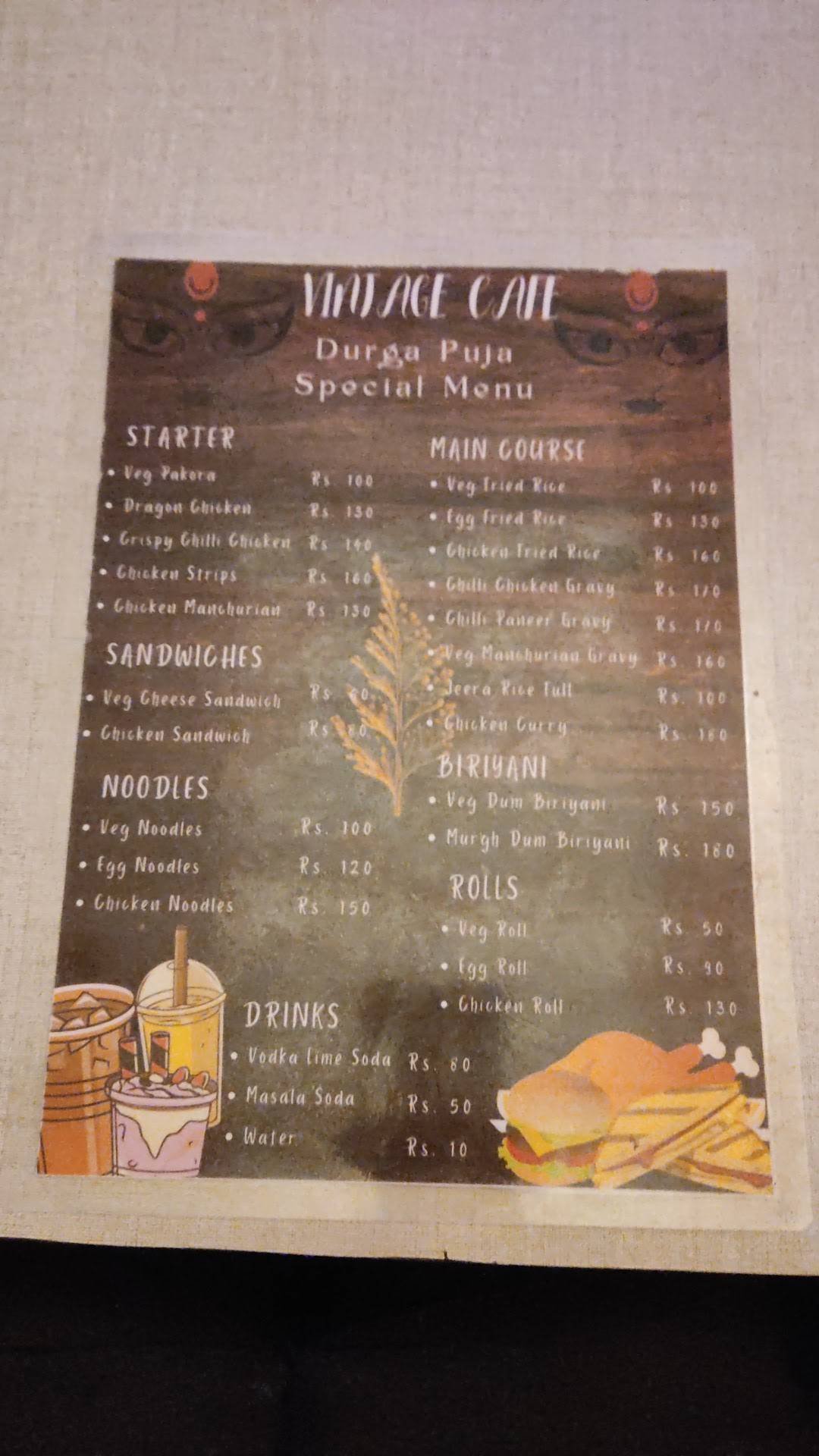 Menu at The vintage cafe, Kanakpur Part-II
