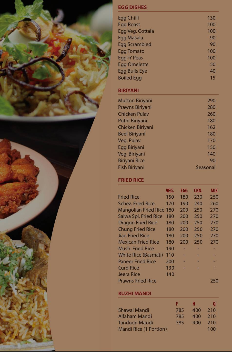 Menu at Salwa Dine, Thiruvananthapuram