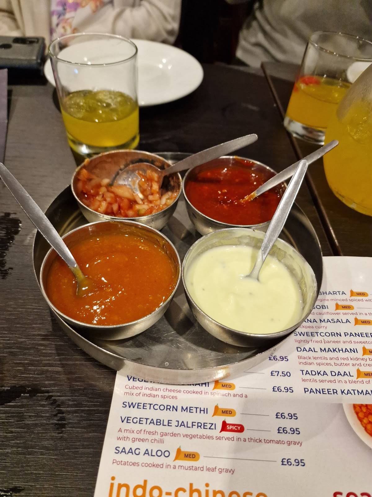Menu at Three Kilns restaurant, Leicester