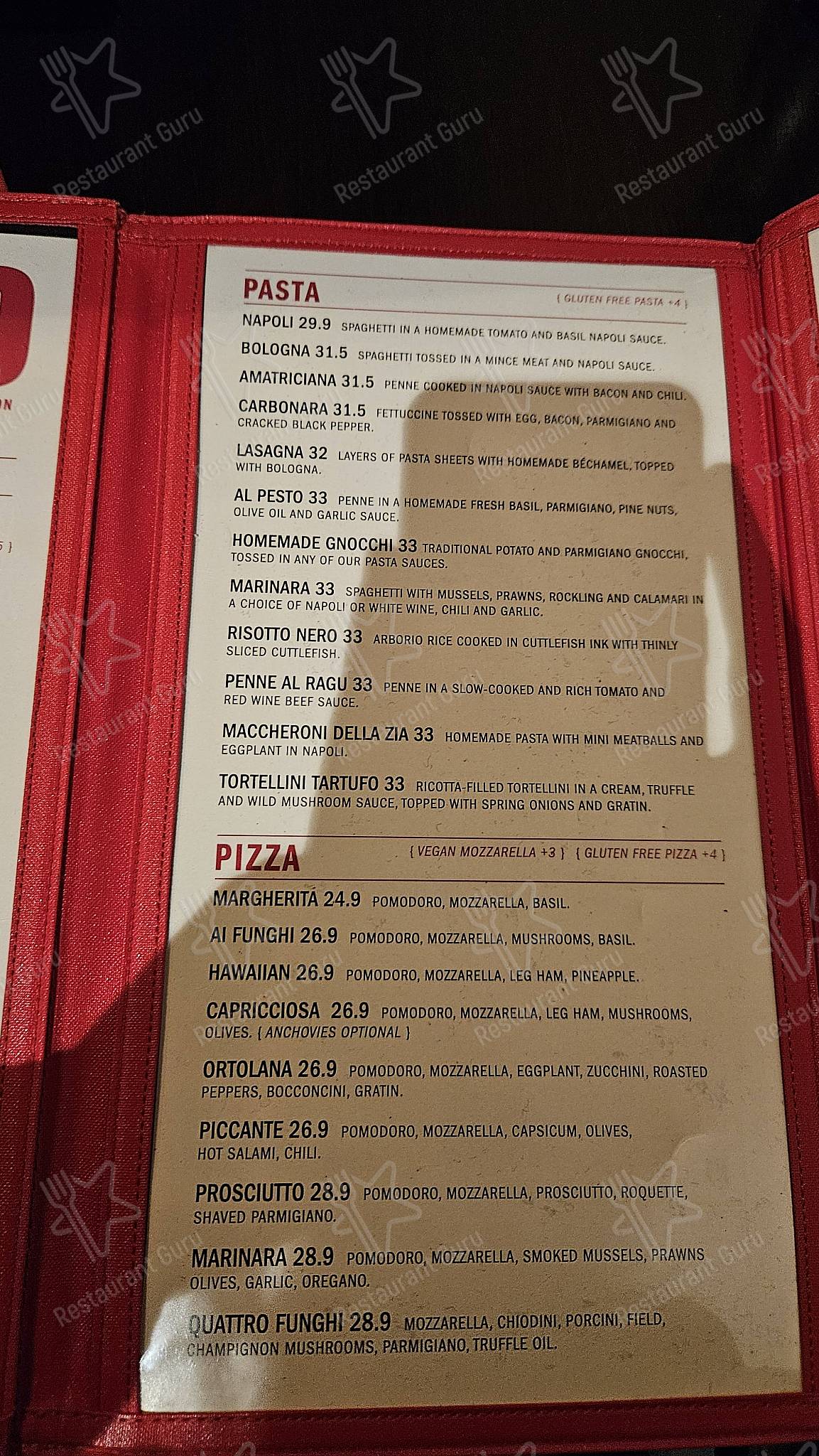 Menu at Tiamo restaurant, Carlton
