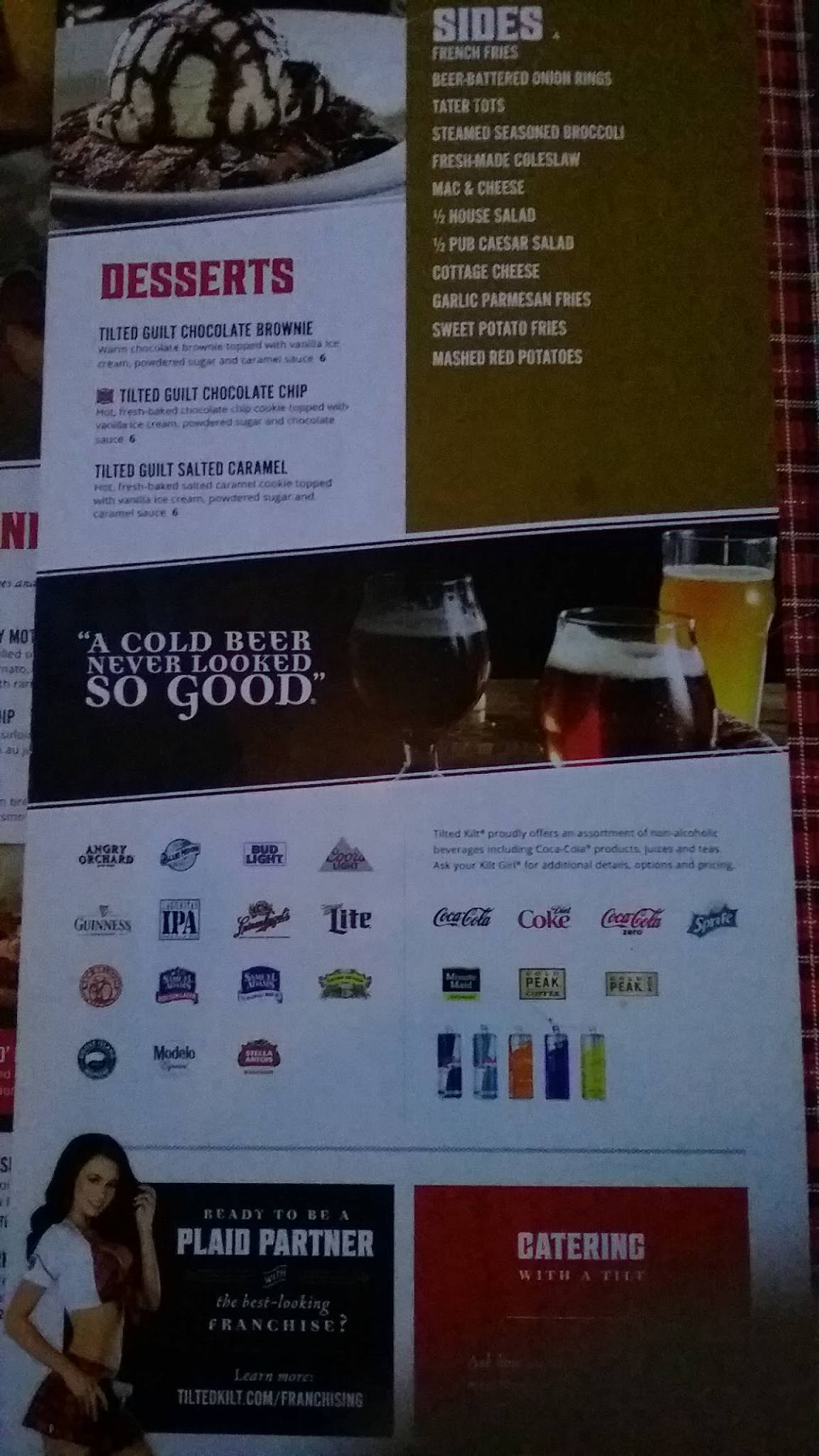 Carta de Tilted Kilt Pub and Eatery, Farmingdale