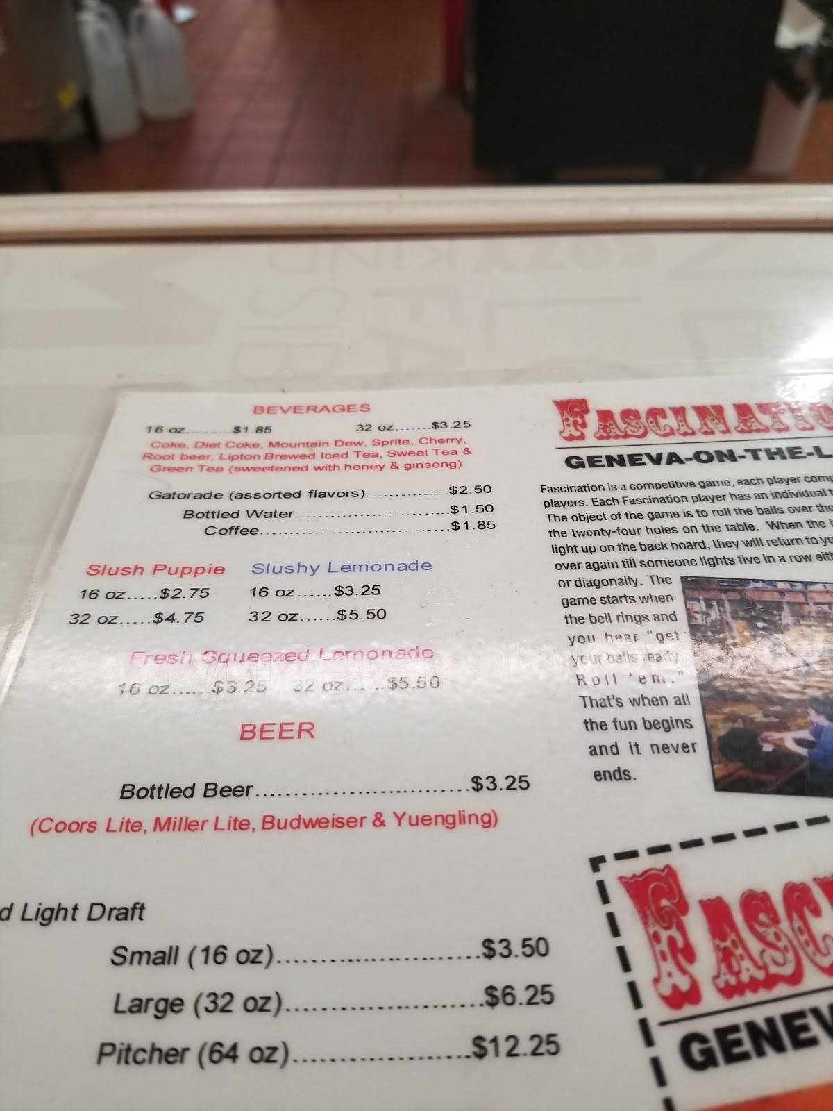 Menu at Time Square Restaurant, Geneva-on-the-Lake