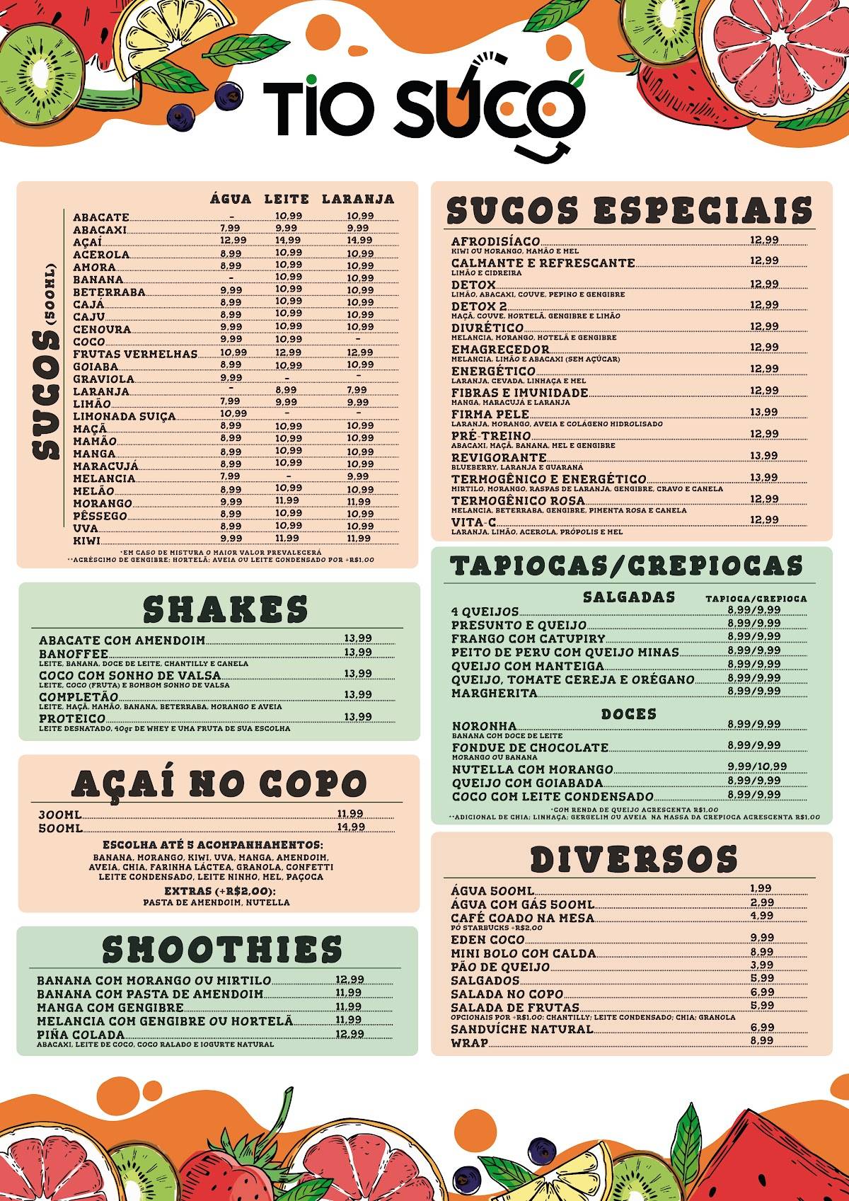 Menu em Tio Suco restaurante, São Pedro