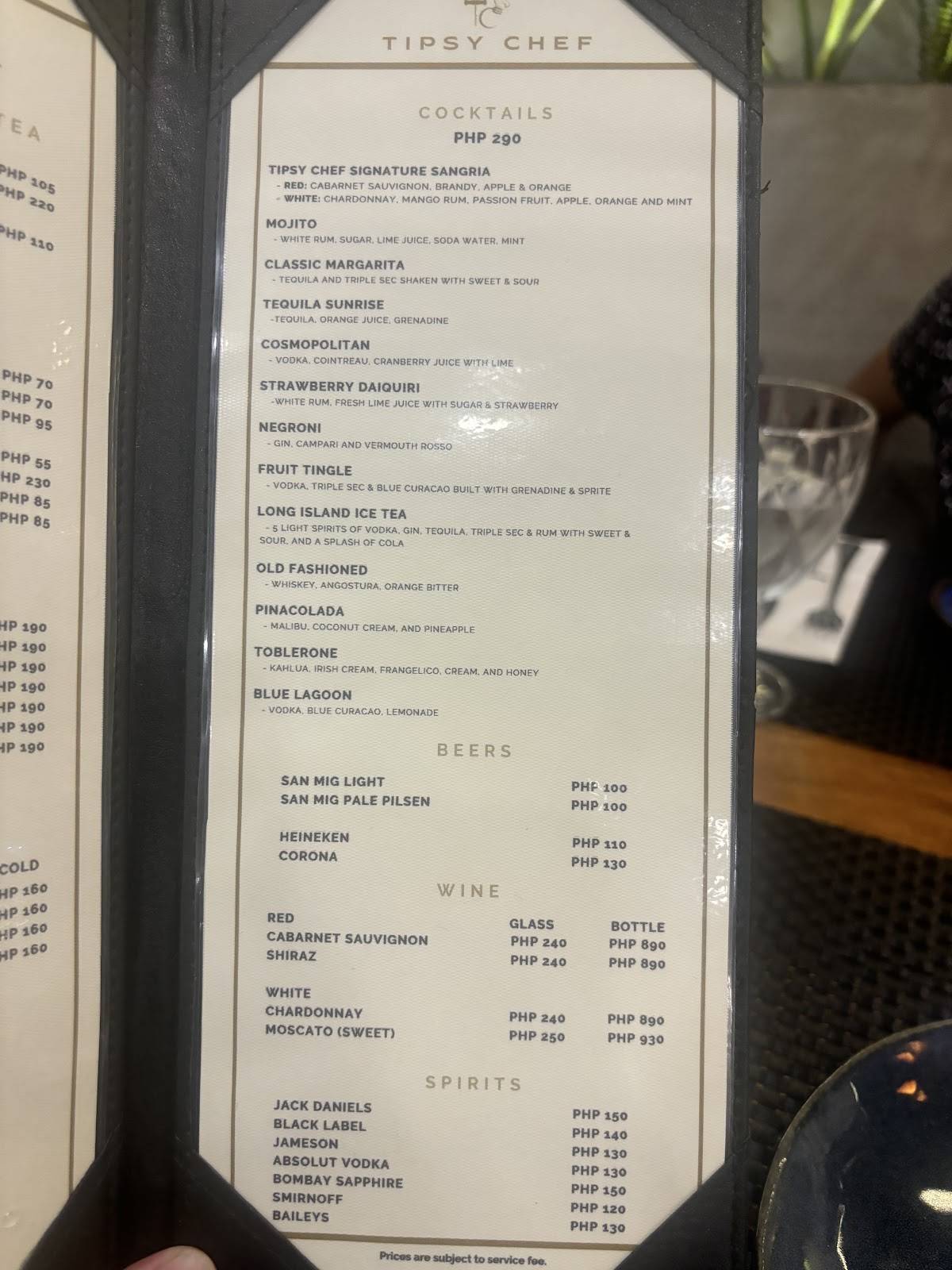 Menu at Tipsy Chef restaurant, Las Pinas