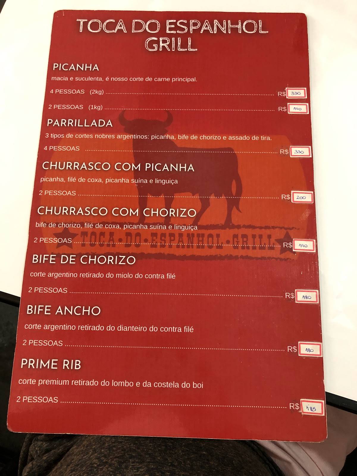 Menu em Toca do Espanhol restaurante, Maricá