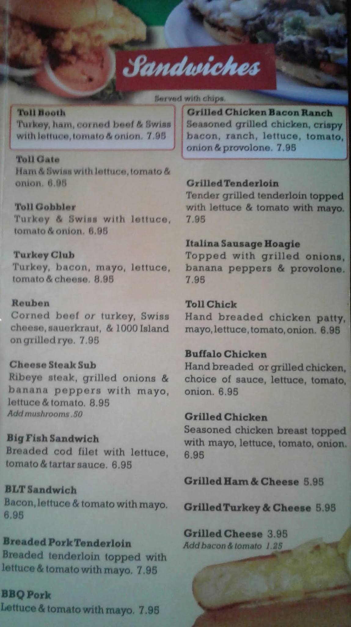 Menu at Toll House Tavern pub & bar, Union, 128 N Main St